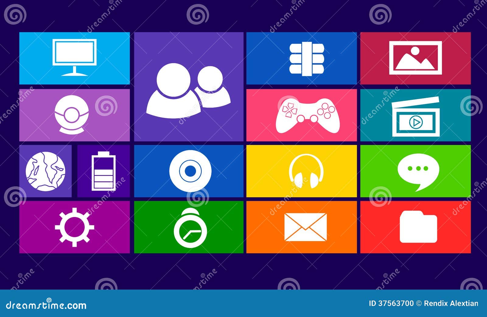 Colorful Desktop Purple Background Icon Stock Illustration ...