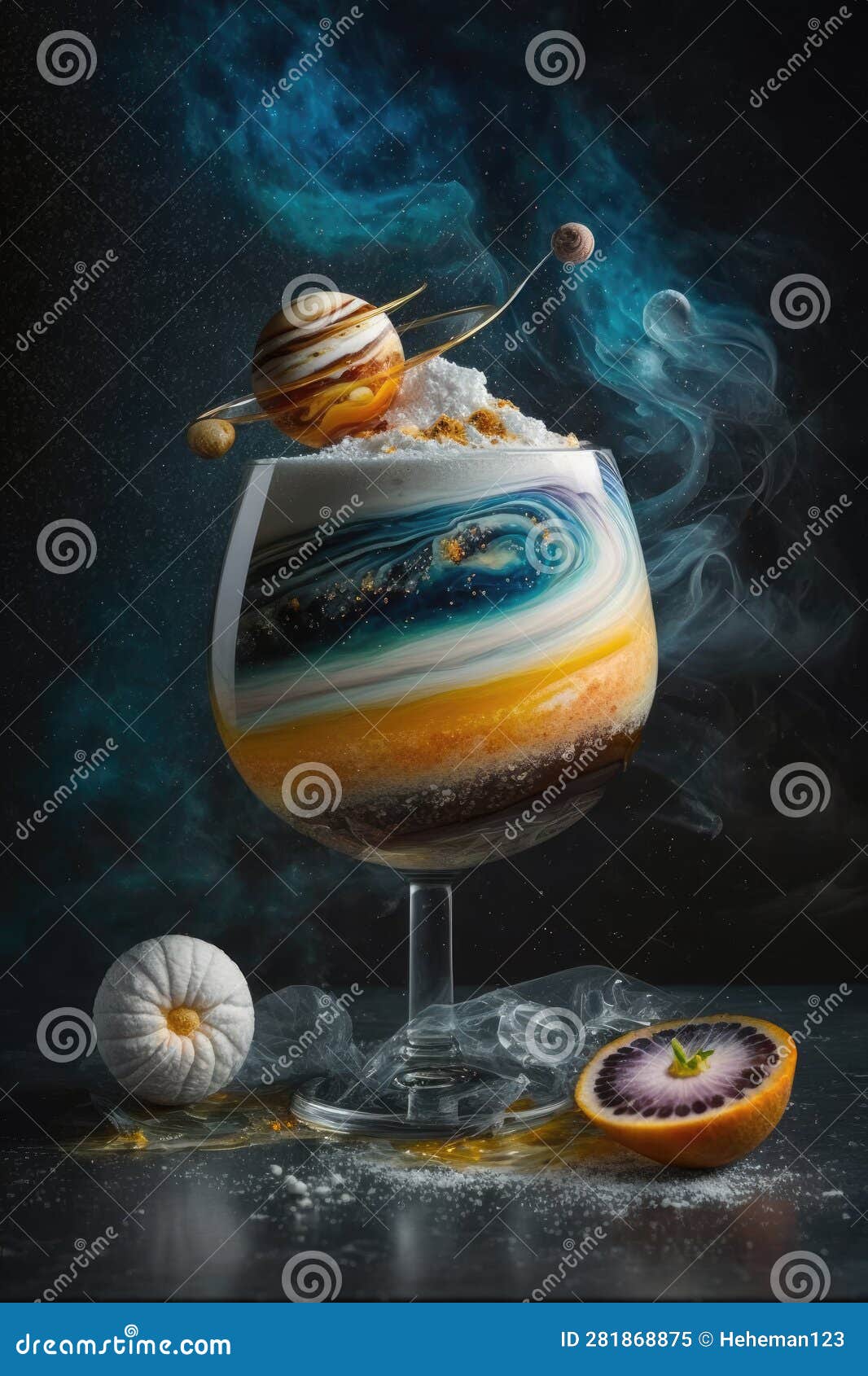 Colorful Dessert with Fruit Inspired by the Planet Saturn Stock ...