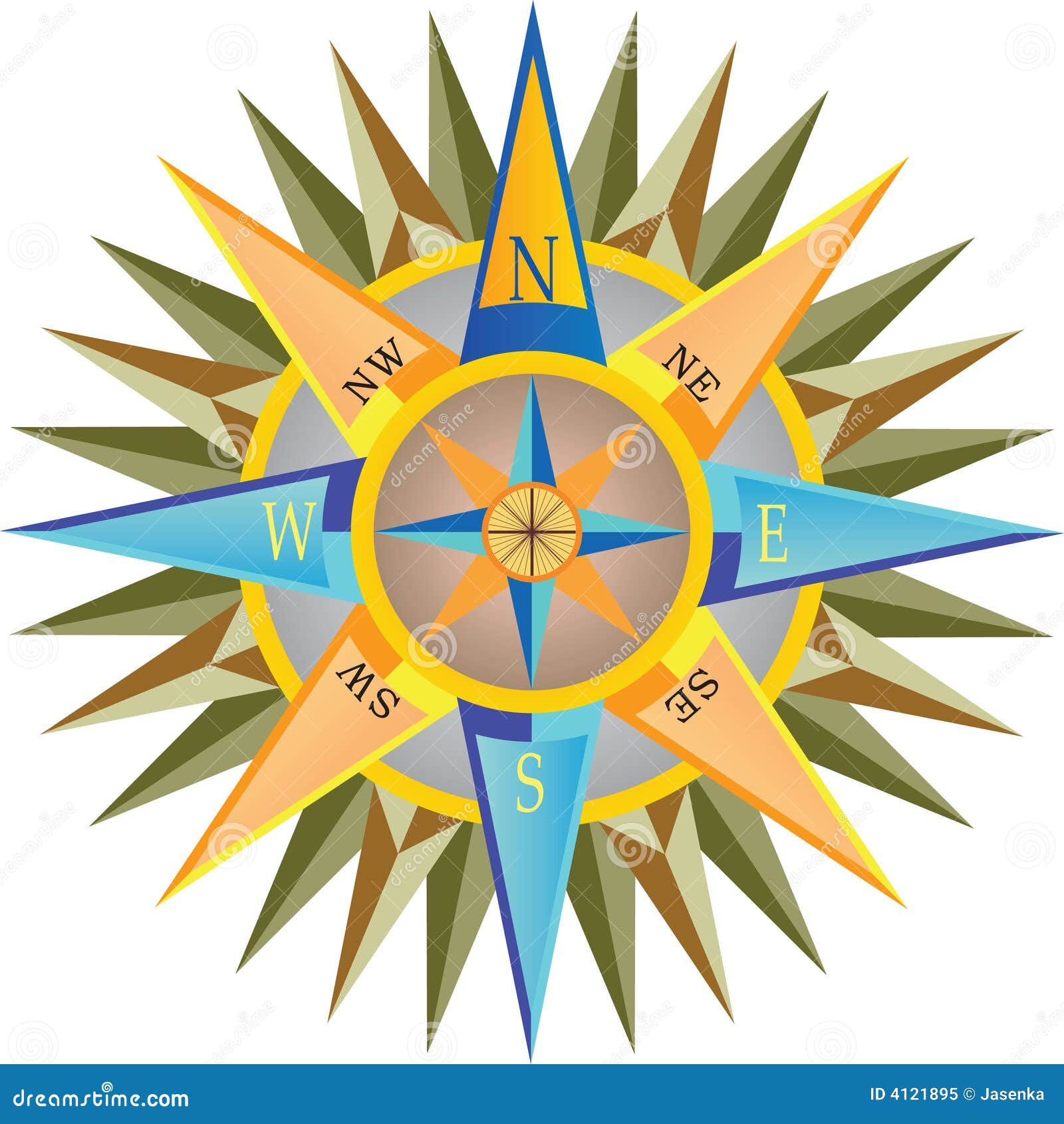 Colorful detailed compass stock vector. Illustration of navigation ...