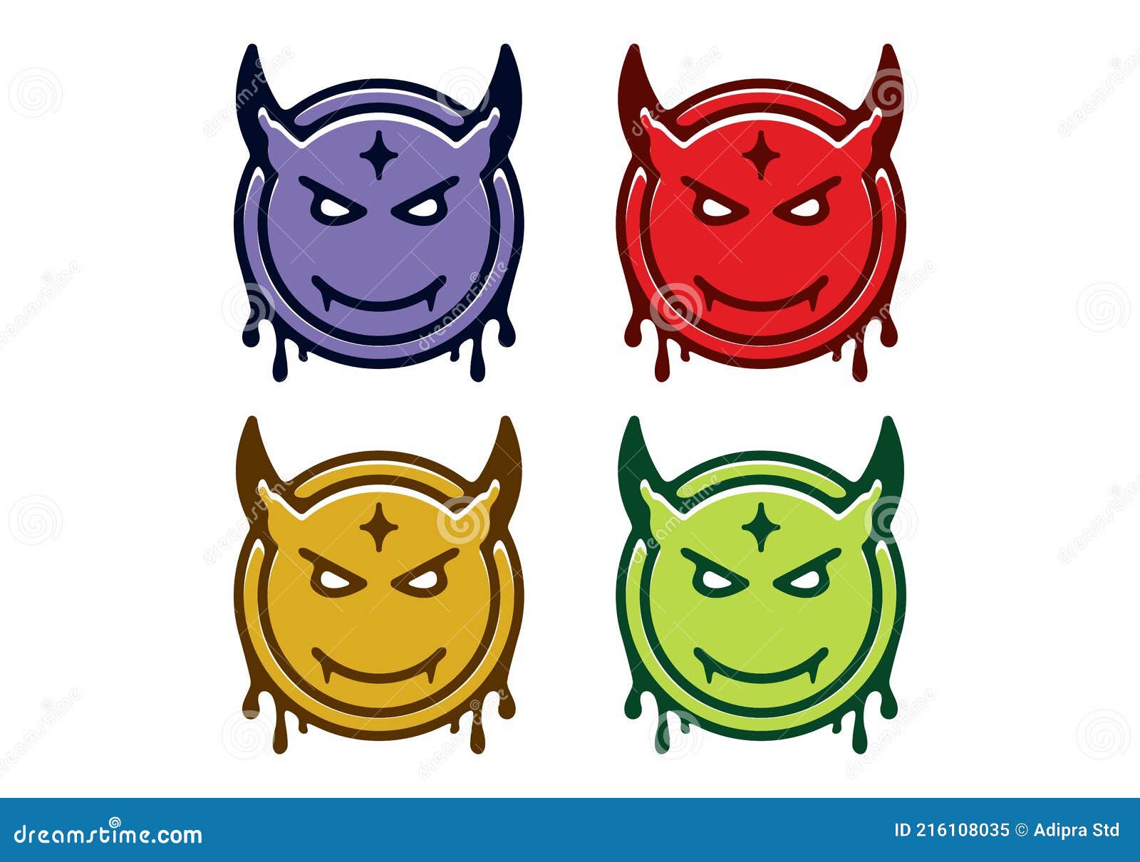 Colorful of Devil Circle Head Flat Illustration Stock Vector ...