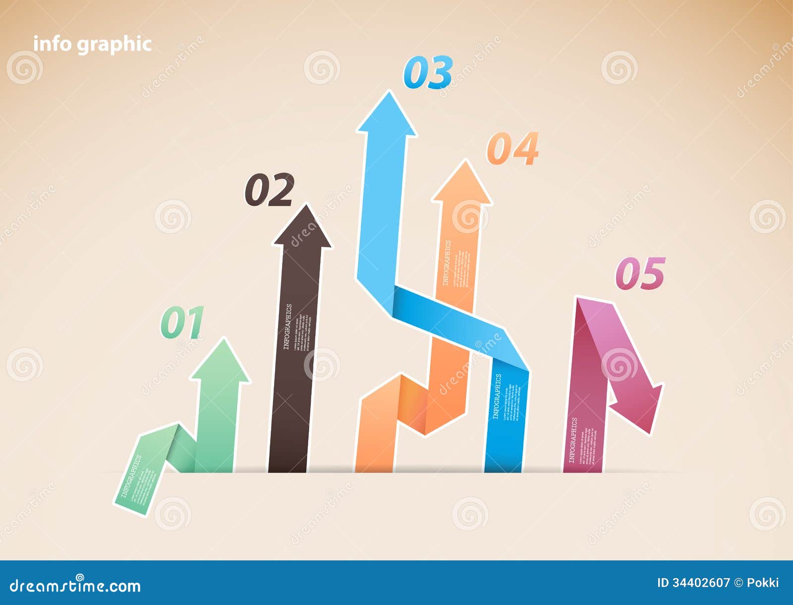 Colorful Diagram with Arrows and Numbers. Stock Vector - Illustration ...