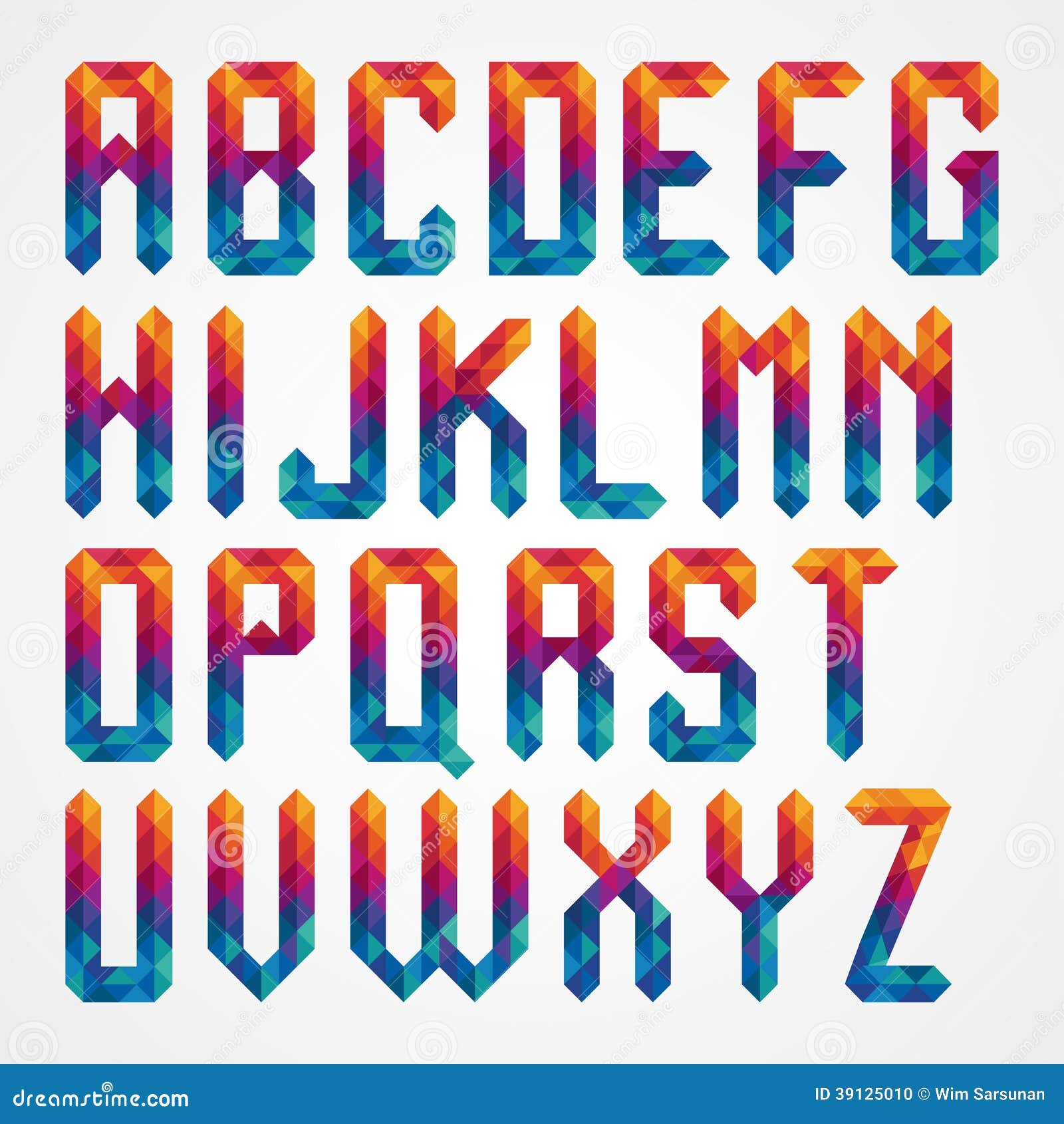 Colorful Diamond Font from Triangles Stock Vector - Illustration of ...