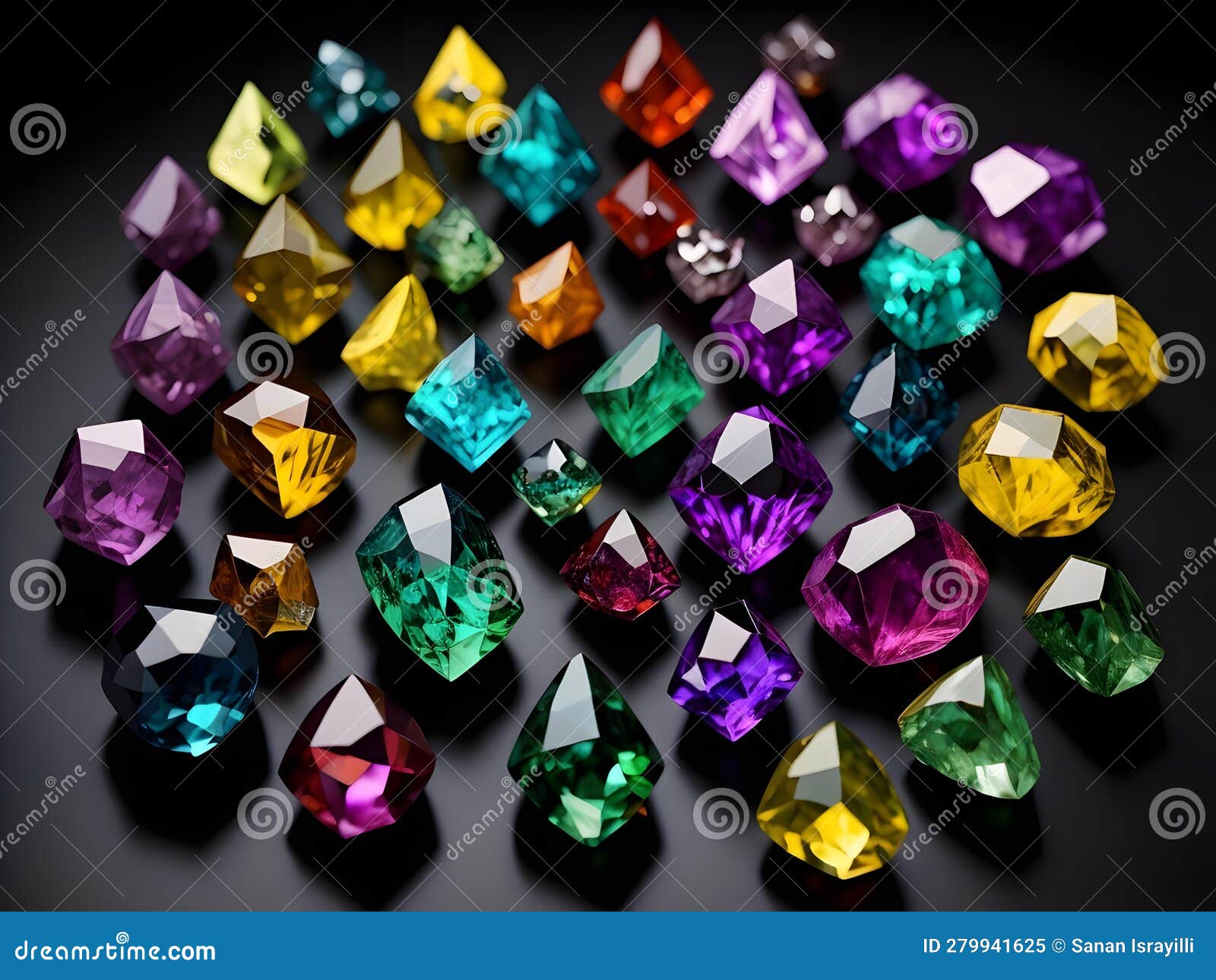 Colorful Diamonds on a Black Background. Shallow Depth of Field Stock ...