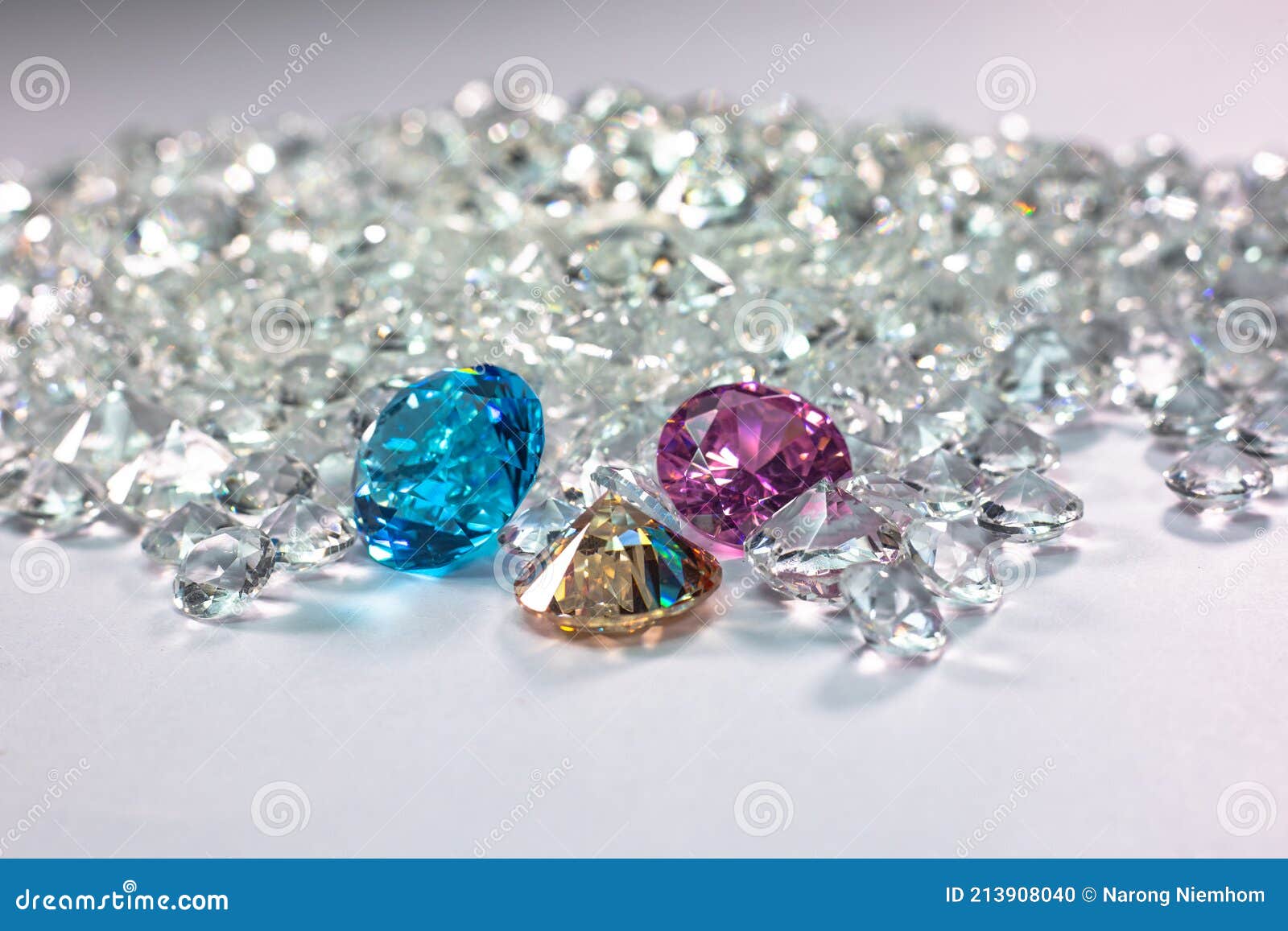 Colorful Diamonds are Placed on a Pile of White Diamonds Stock Photo ...