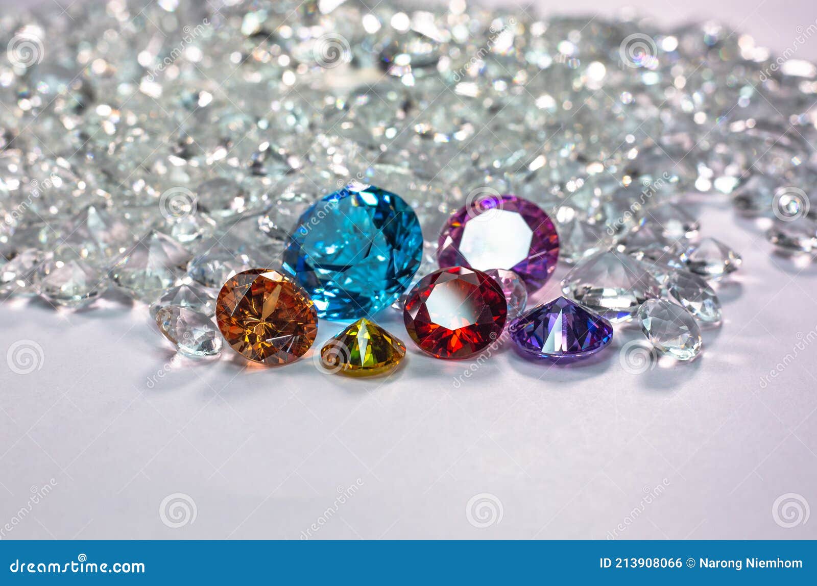 Colorful Diamonds are Placed on a Pile of White Diamonds Stock Photo ...