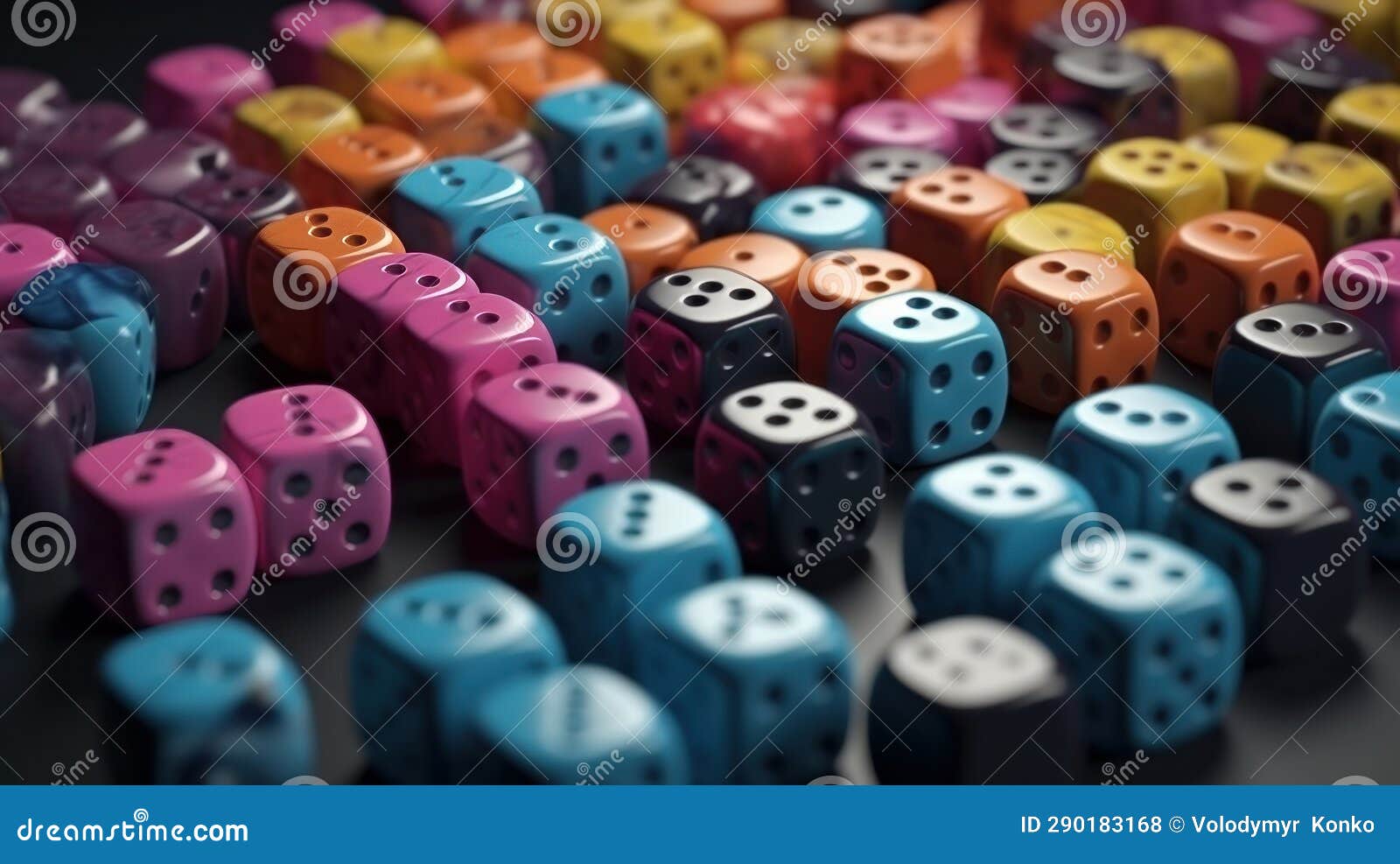 Colorful Dice Arranged on a Table. Generative Ai Stock Photo - Image of ...