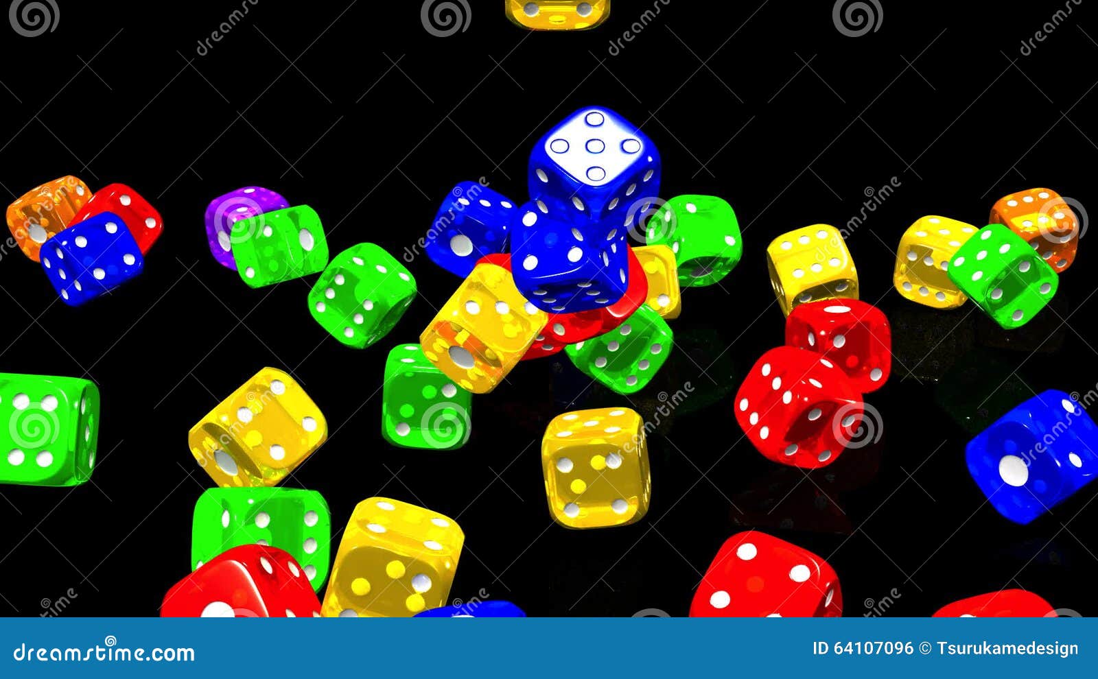 Colorful Dice on Black Background Stock Footage - Video of green ...