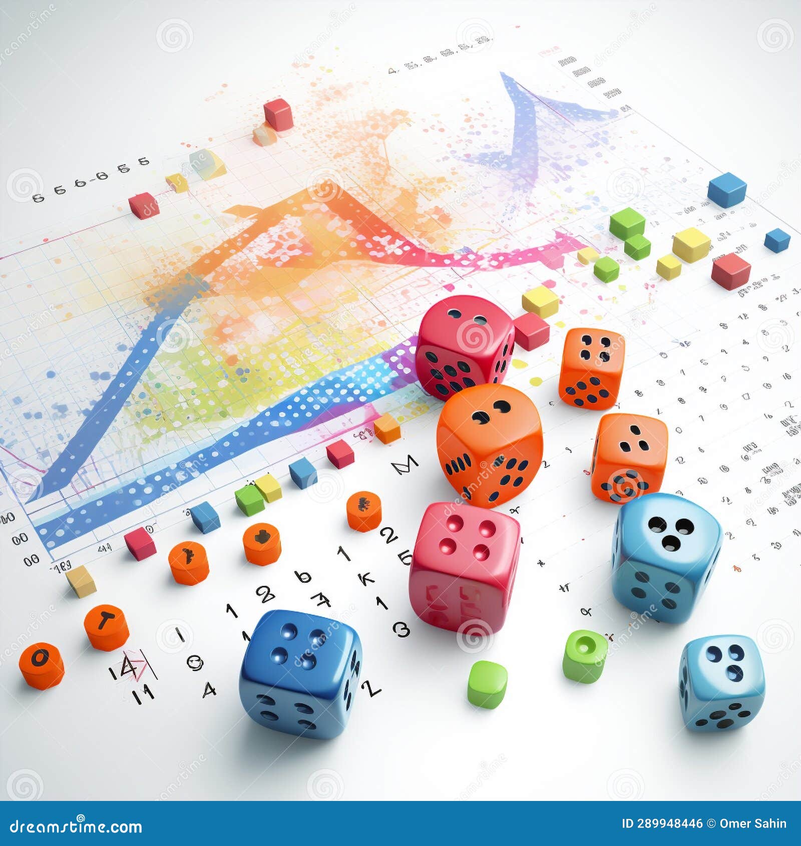 Colorful Dice on Risk Assessment Chart Stock Illustration ...