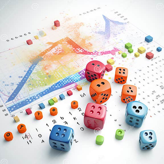 Colorful Dice on Risk Assessment Chart Stock Illustration ...