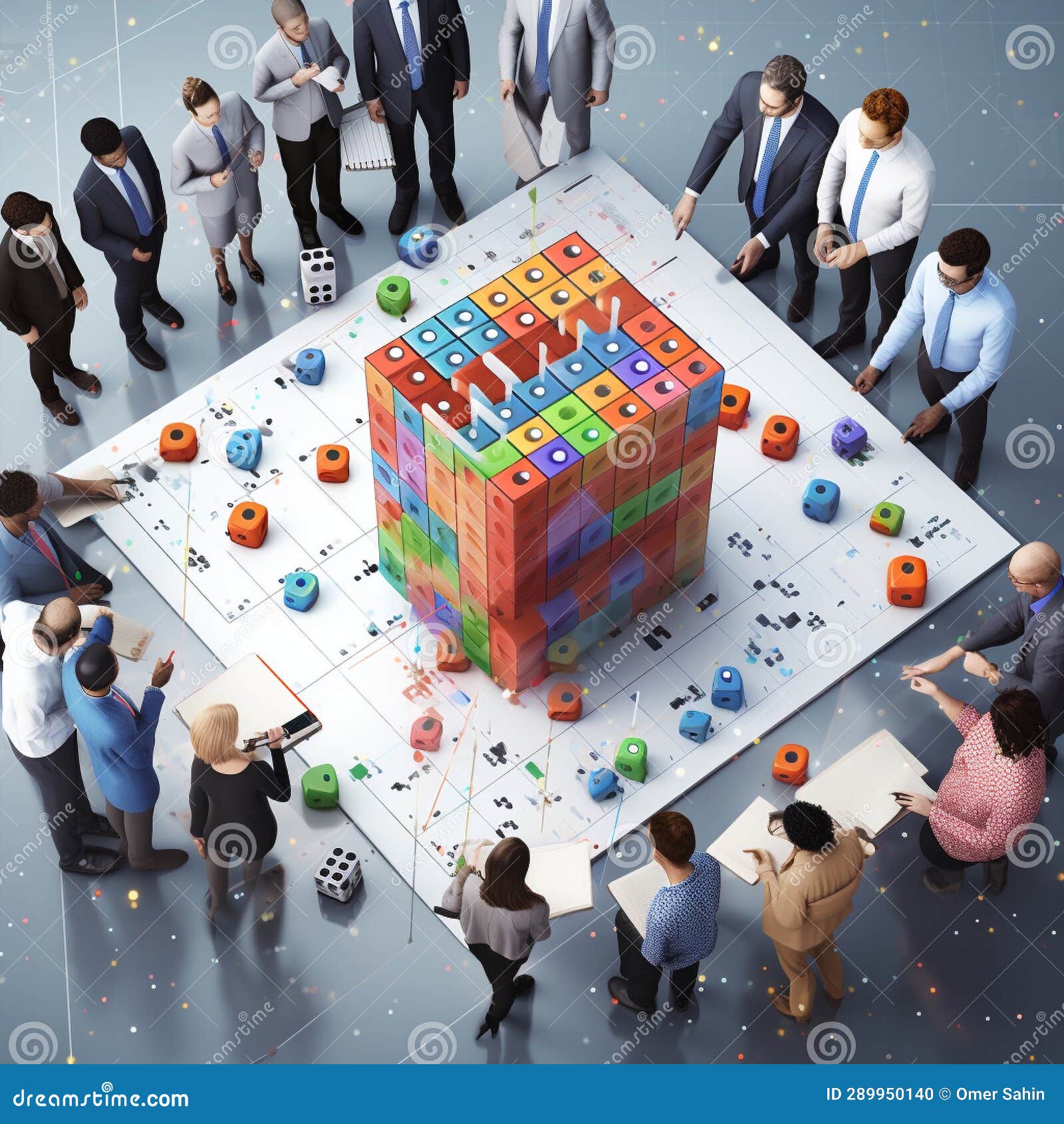 Colorful Dice on Risk Assessment Chart Stock Illustration ...
