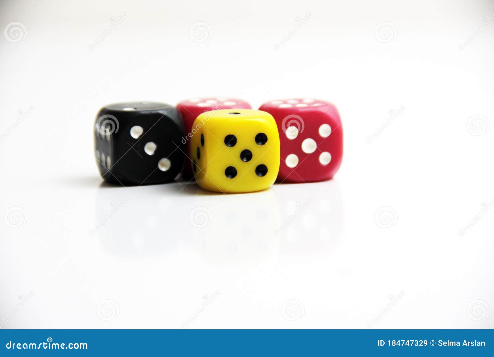 Colorful Dice on White Background. Stock Image - Image of dots, gamble ...