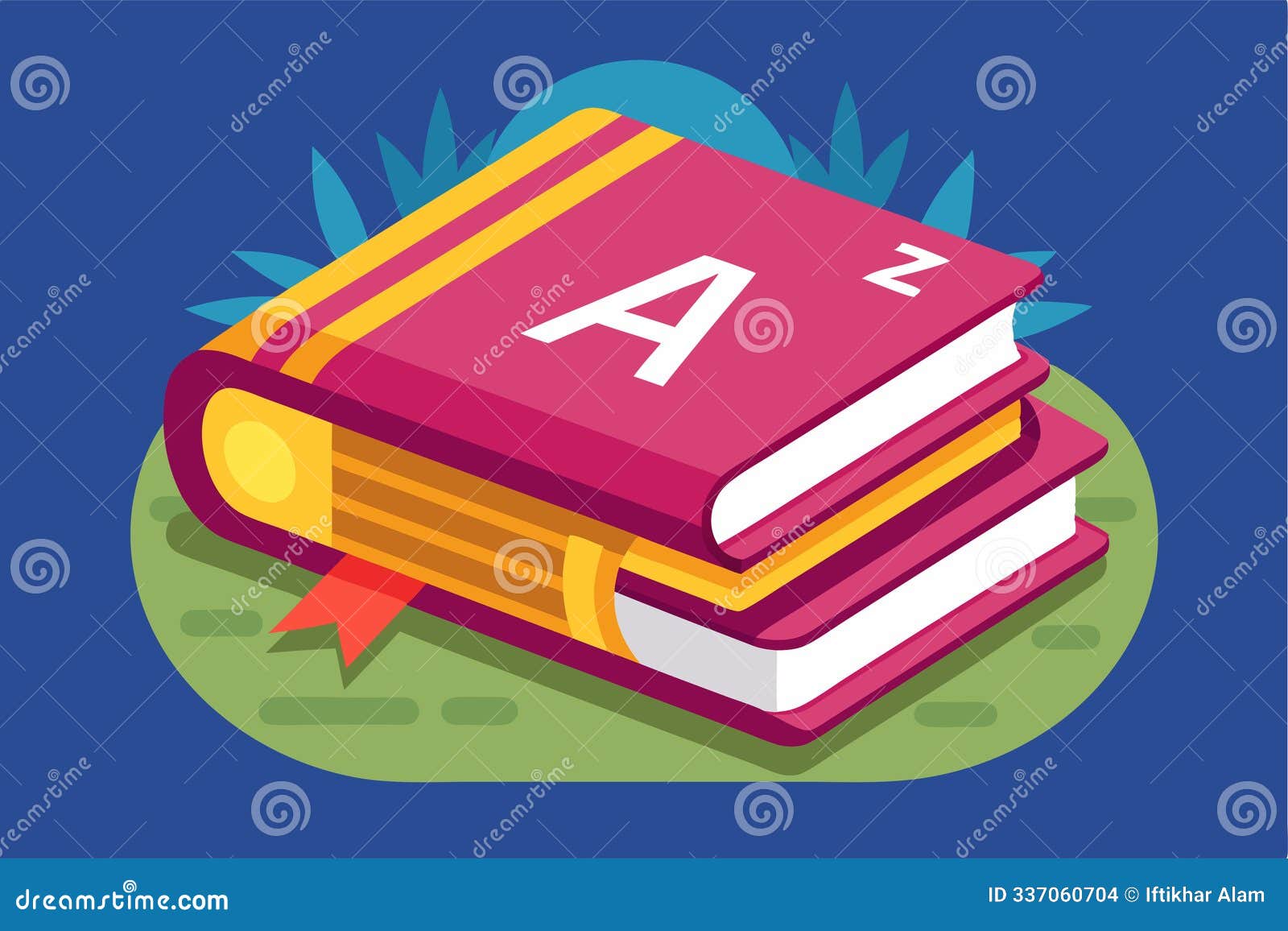 A Colorful Dictionary is Displayed, Featuring Bold Letters and a Serene ...