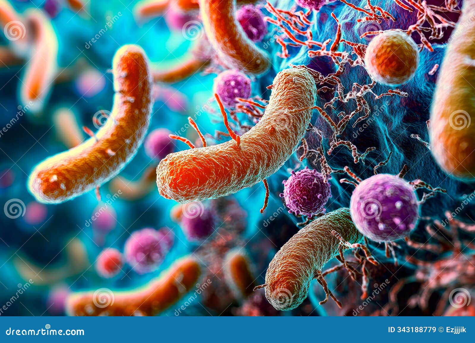 Colorful Different Bacteria and Microbes Under a Microscope Stock Image ...