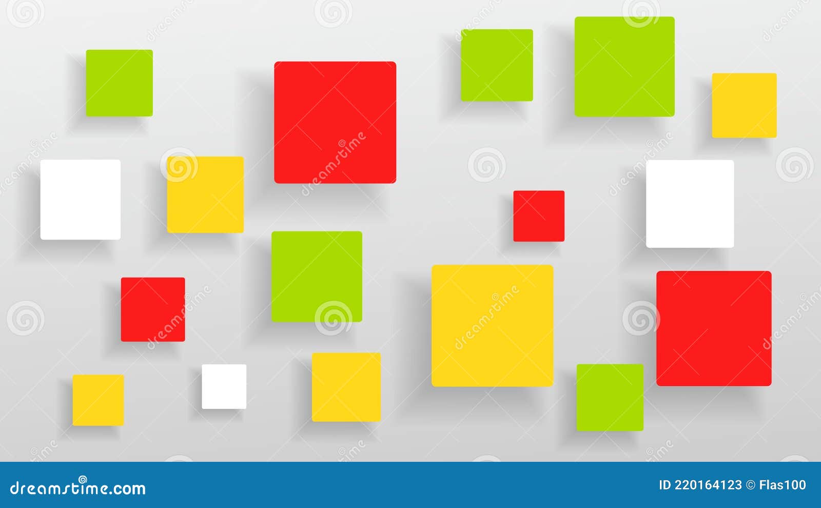 Colorful and Different Size Square Shapes with Shadow are on White ...