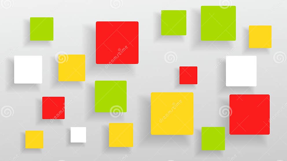 Colorful and Different Size Square Shapes with Shadow are on White ...