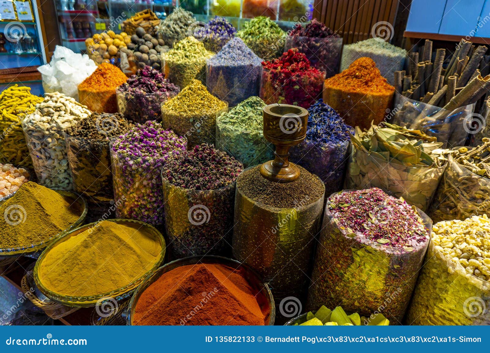 Colorful Different Spices in the Spice Market Souk in Old Dubai Stock ...