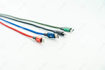 Different Types of Charging Cables Isolated Stock Photo - Image of jack ...
