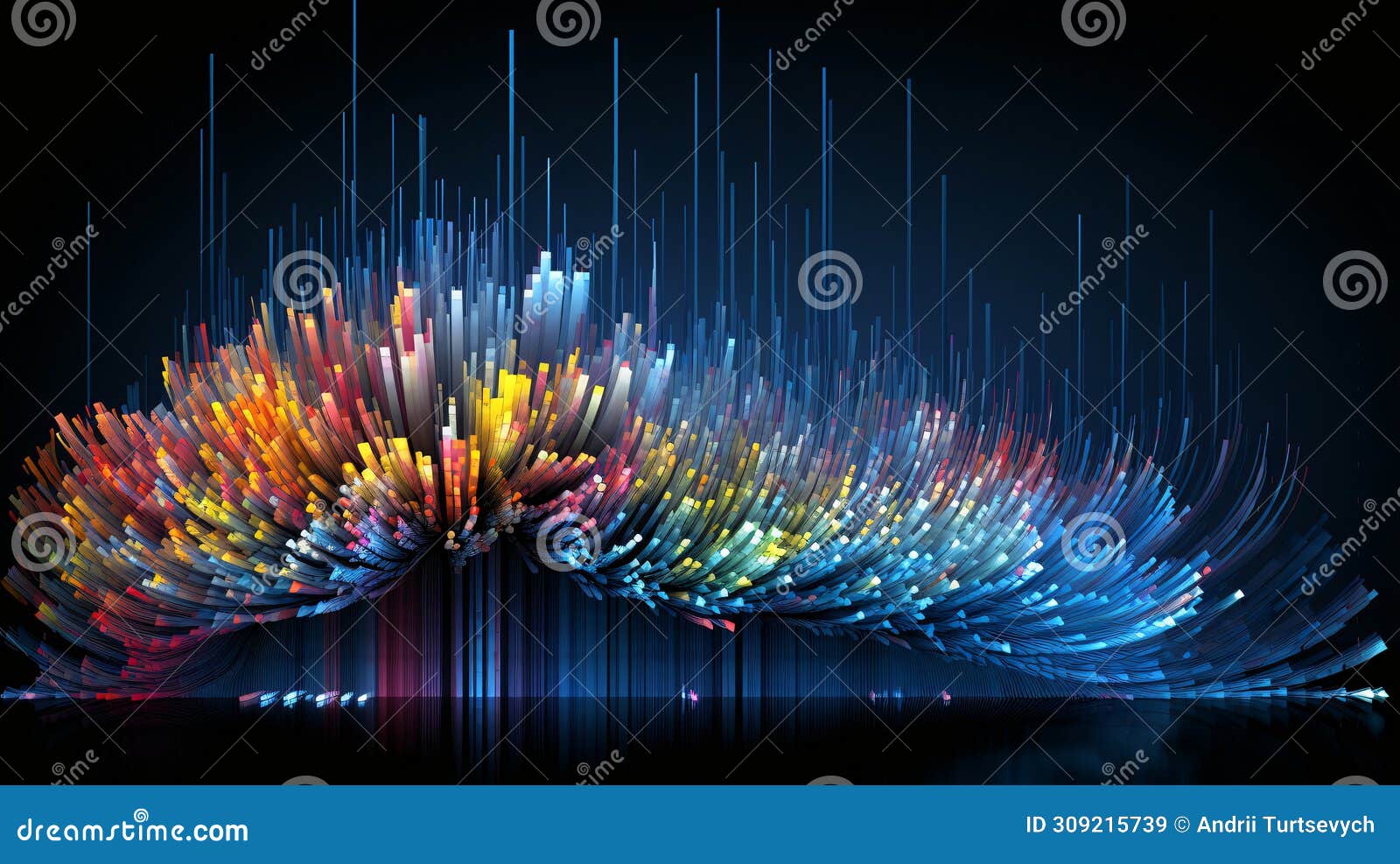 Colorful Digital Art Display of Dynamic Data Light Trails Exploding in ...