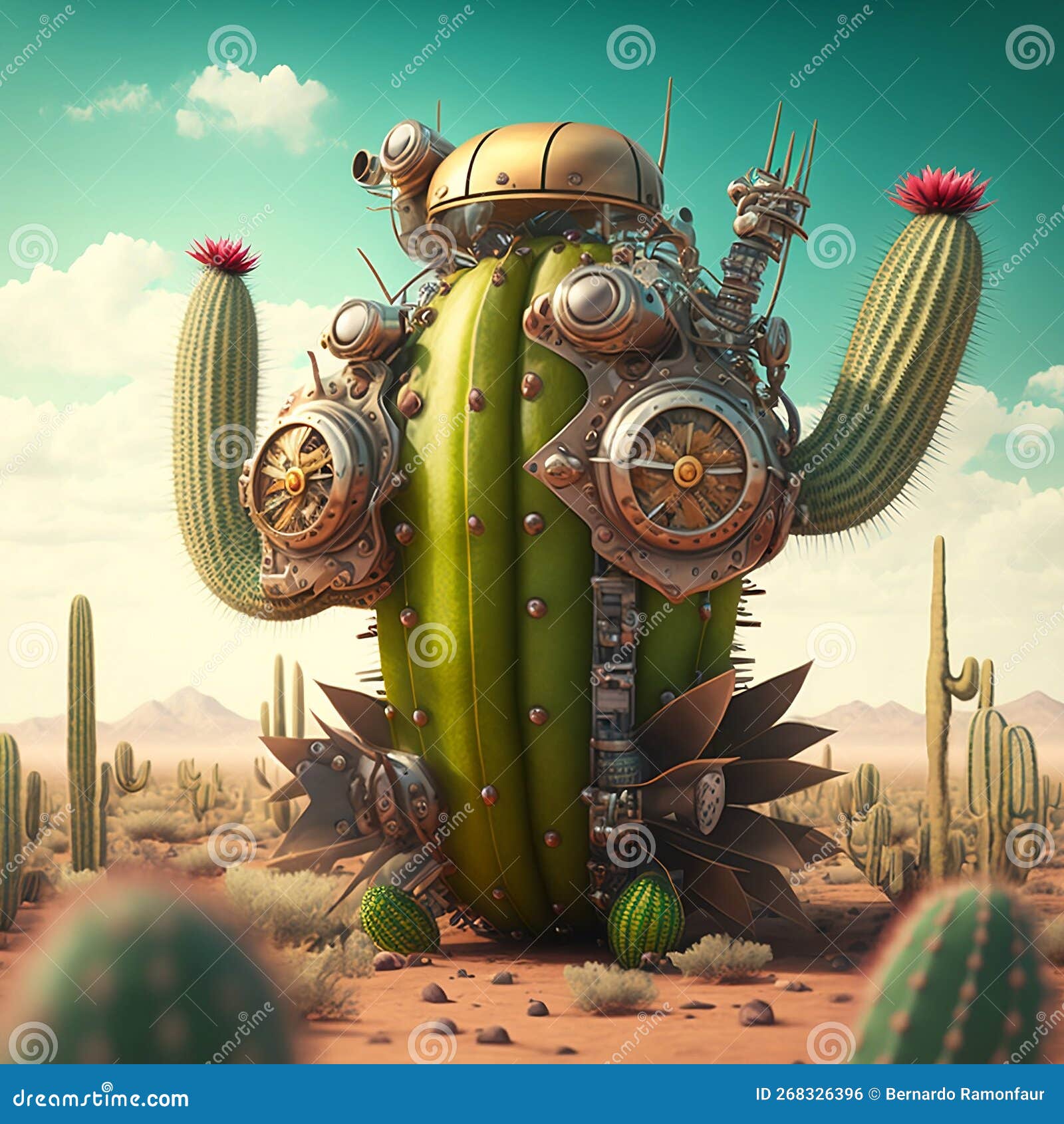 Colorful Digital Cactus Illustration Stock Illustration - Illustration ...