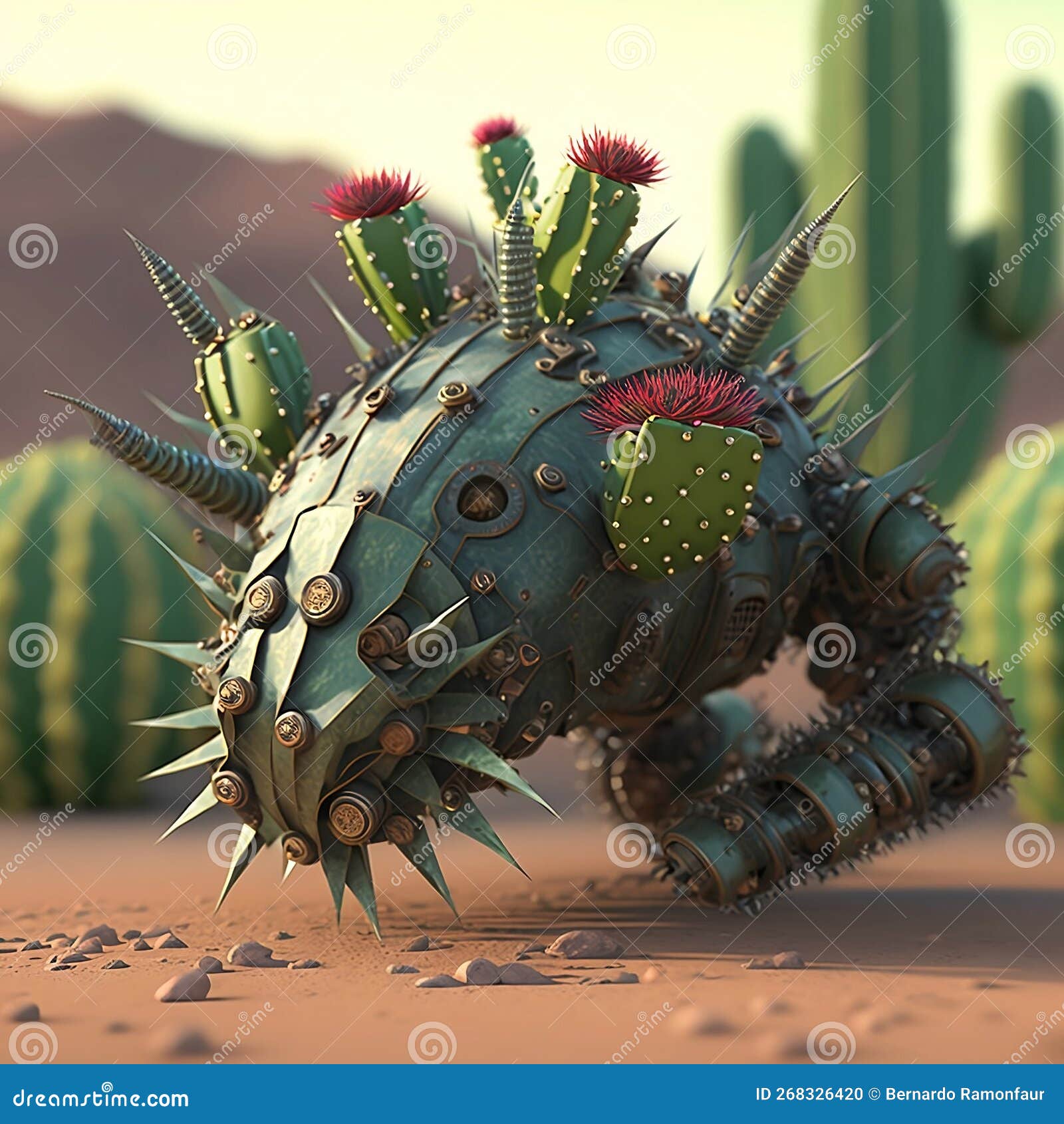 Colorful Digital Cactus Illustration Stock Illustration - Illustration ...