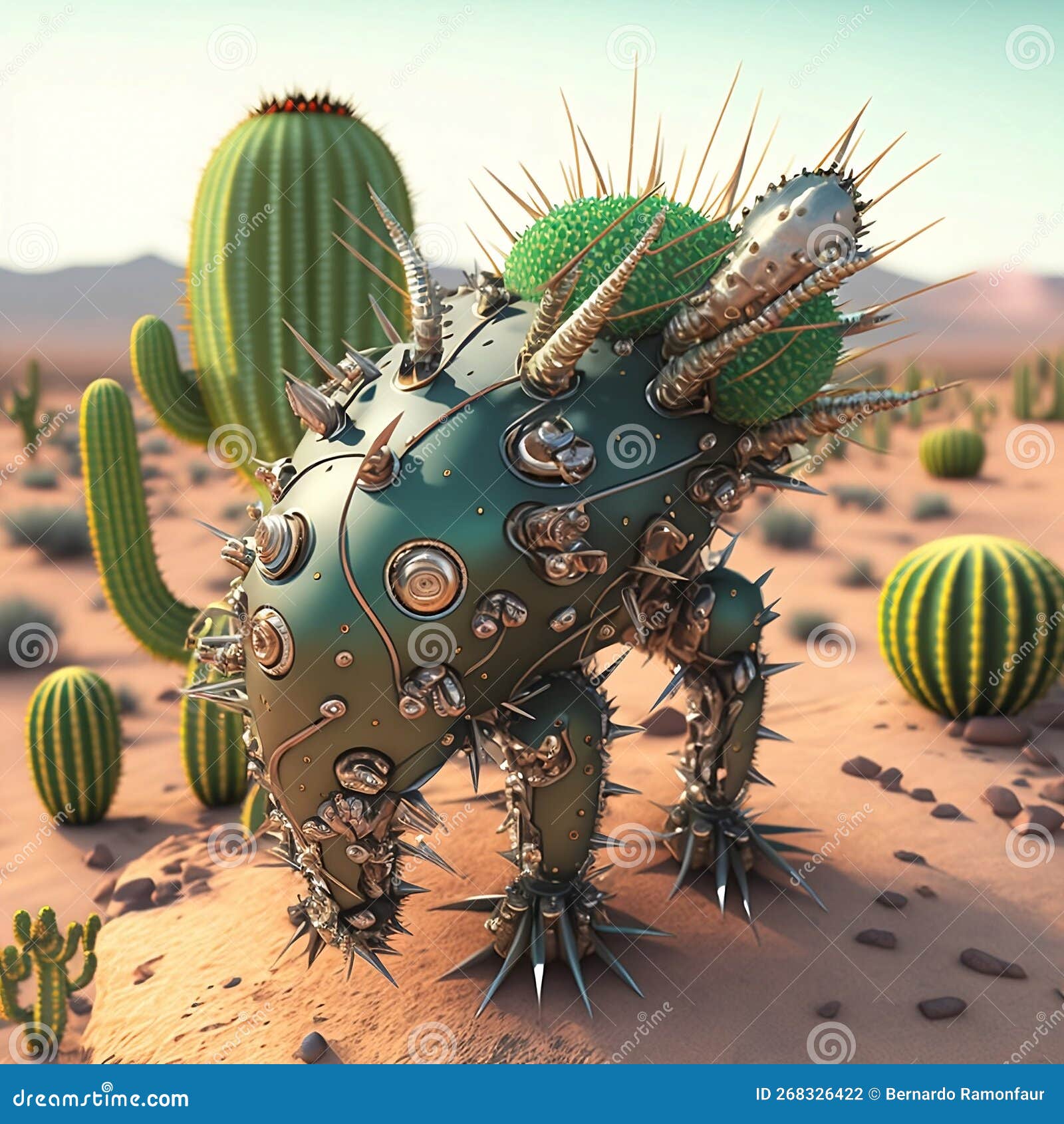 Colorful Digital Cactus Illustration Stock Illustration - Illustration ...