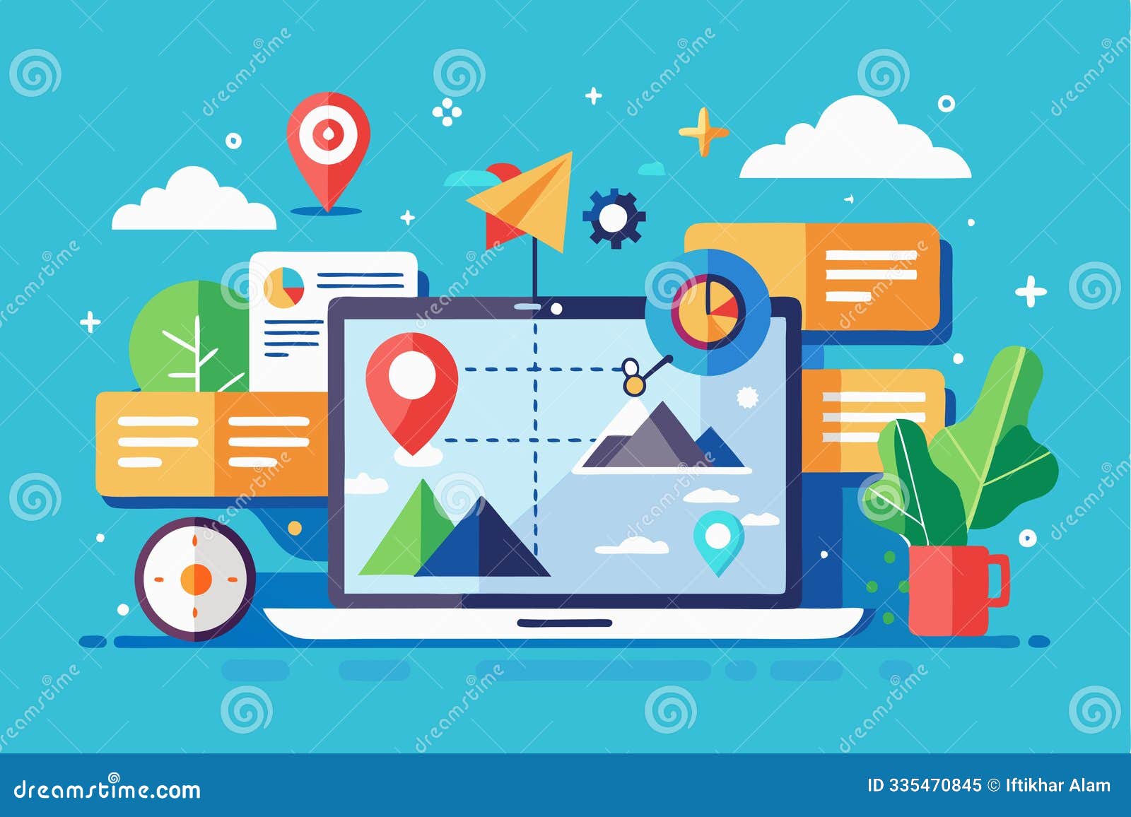 A Colorful Digital Display Showing Customizable Navigation with Maps ...