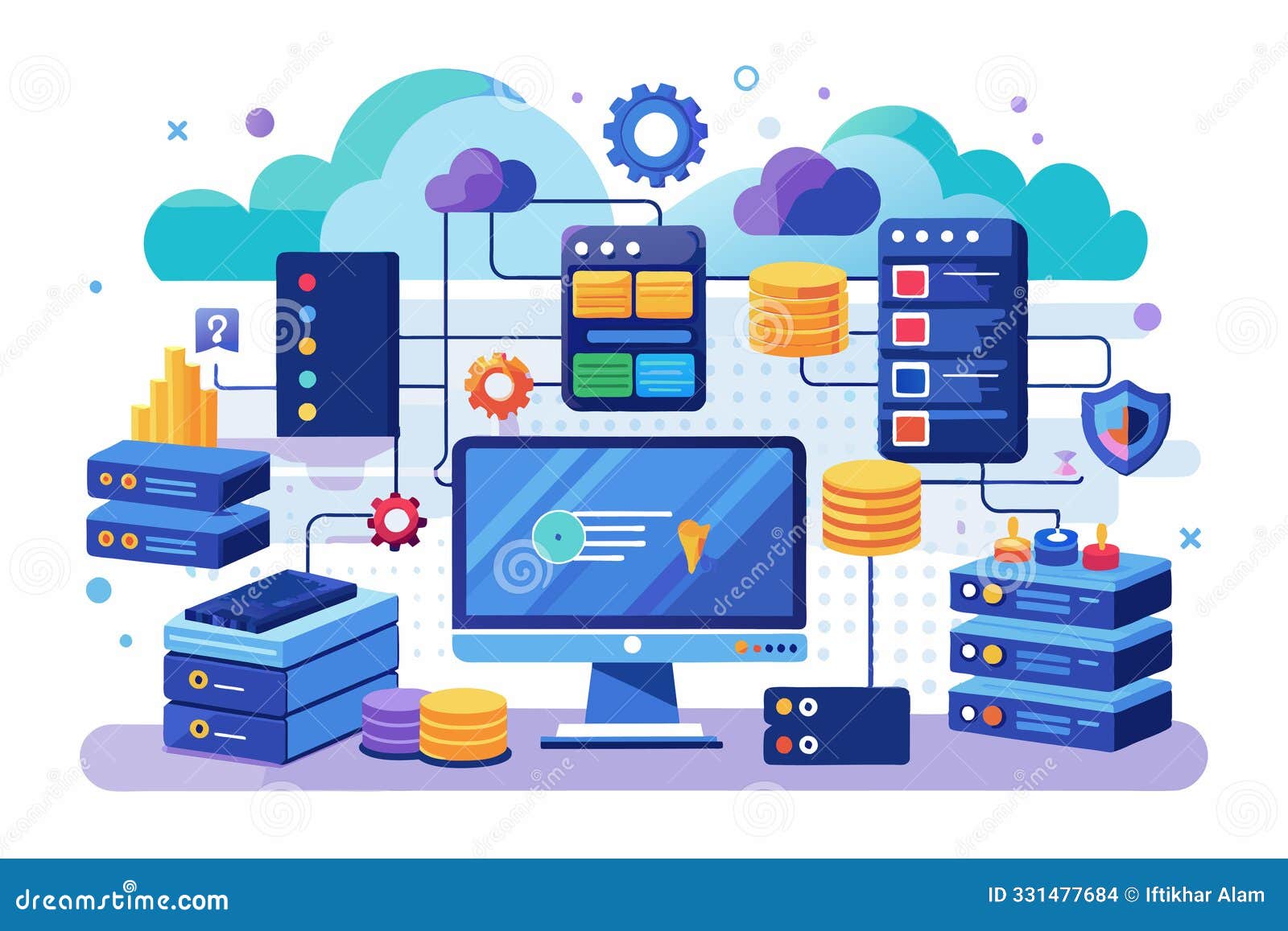 A Colorful Digital Illustration Showcases Various Database Management ...
