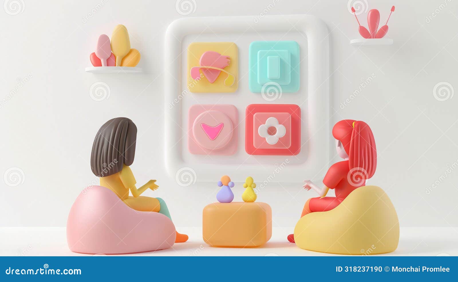 Colorful Digital Learning Interface with Two Cartoon Women Engaging in ...