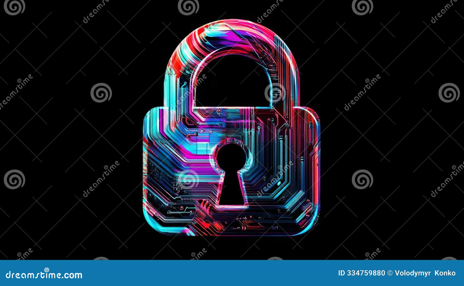 Colorful Digital Lock on Black Background Stock Photo - Image of ...