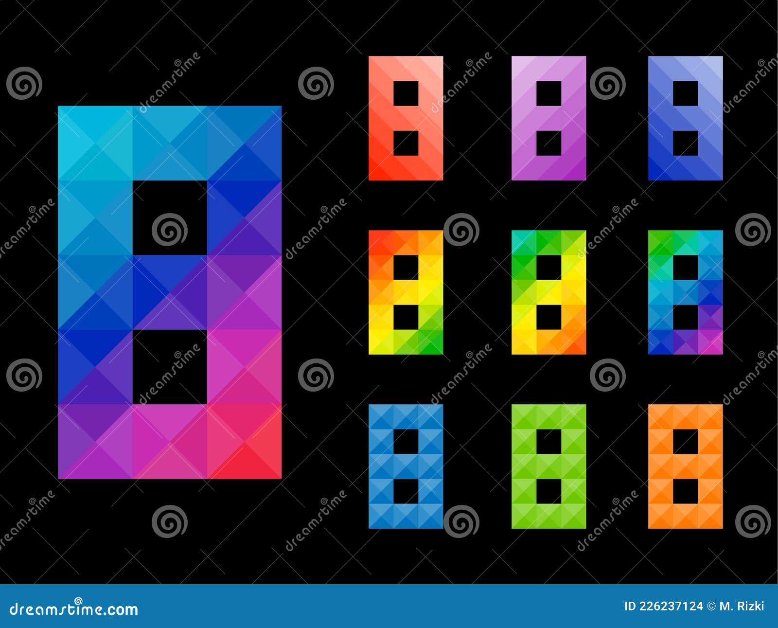 Colorful Digital Number 8 Graphic Design Stock Vector - Illustration of ...