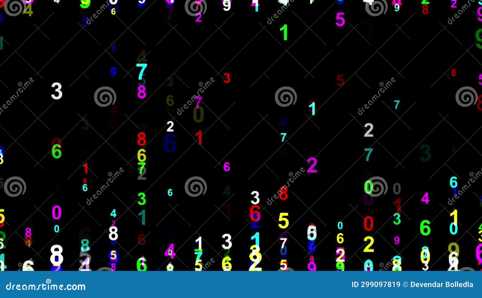 Colorful Digital Numbers Motion Graphics with Plain Black Background ...