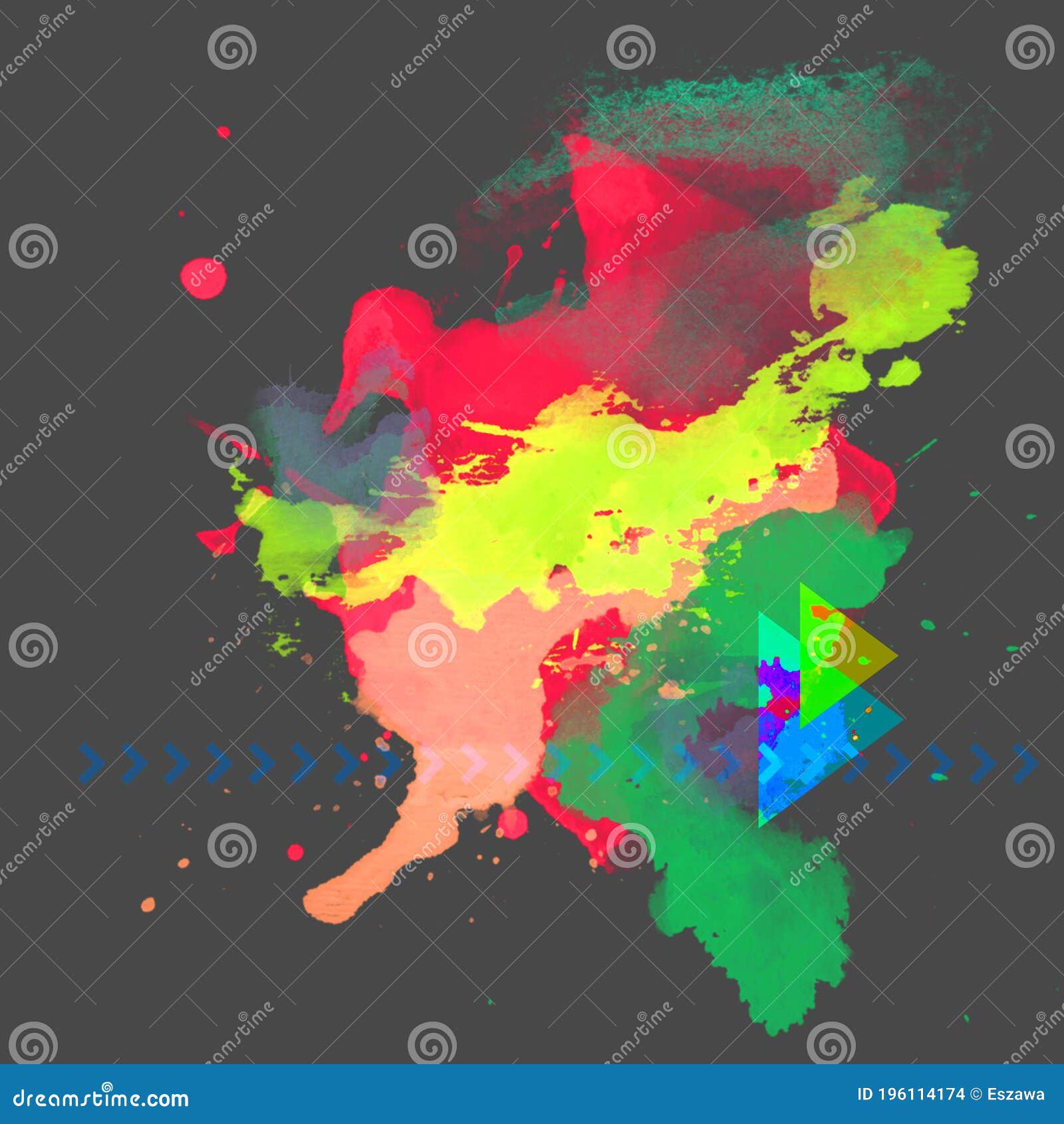 Colorful Digital Paint Splashes. Bitmap Illustration Stock Illustration ...