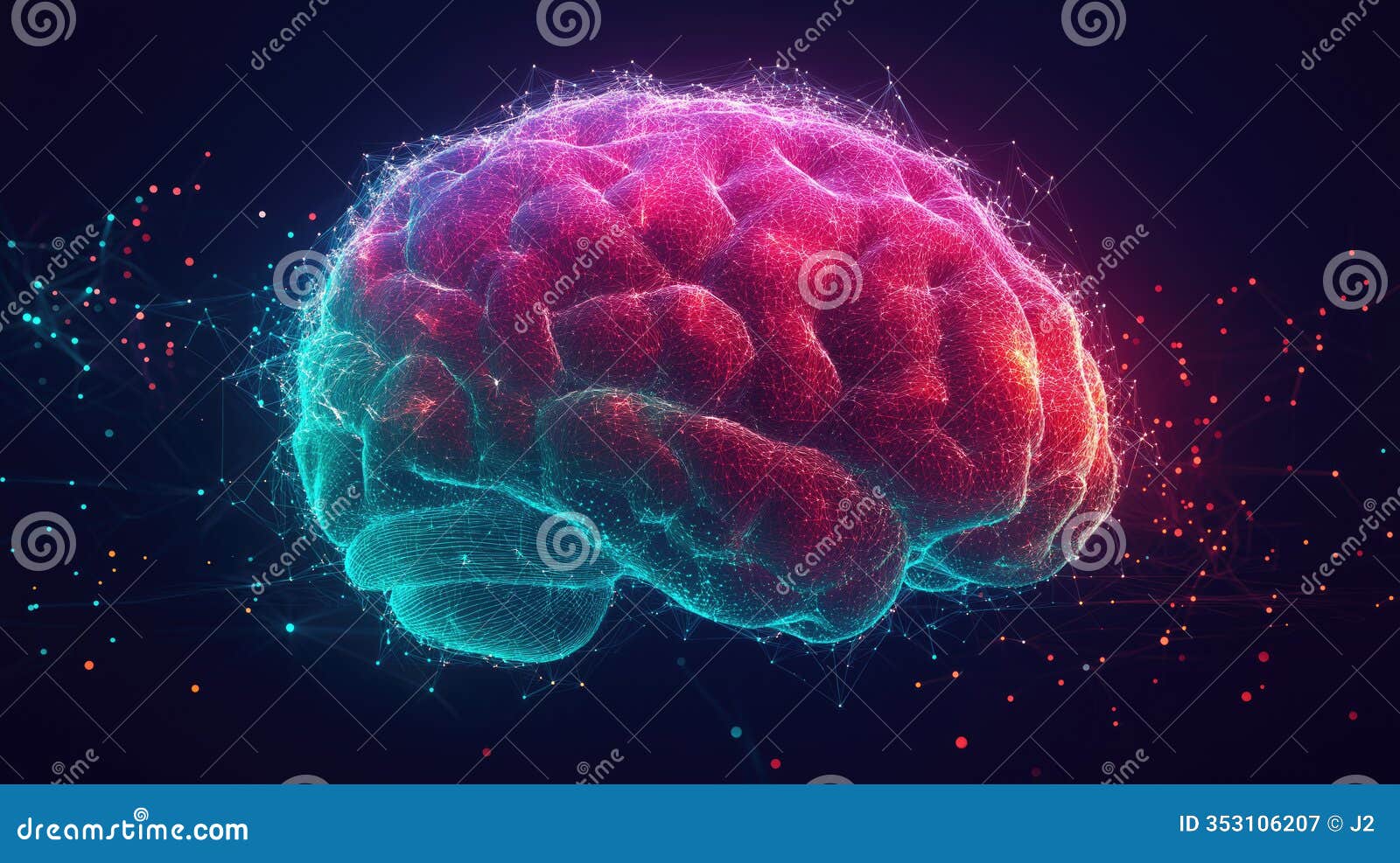 Colorful Digital Representation of a Human Brain with Neural Connections Stock Image - Image of ...