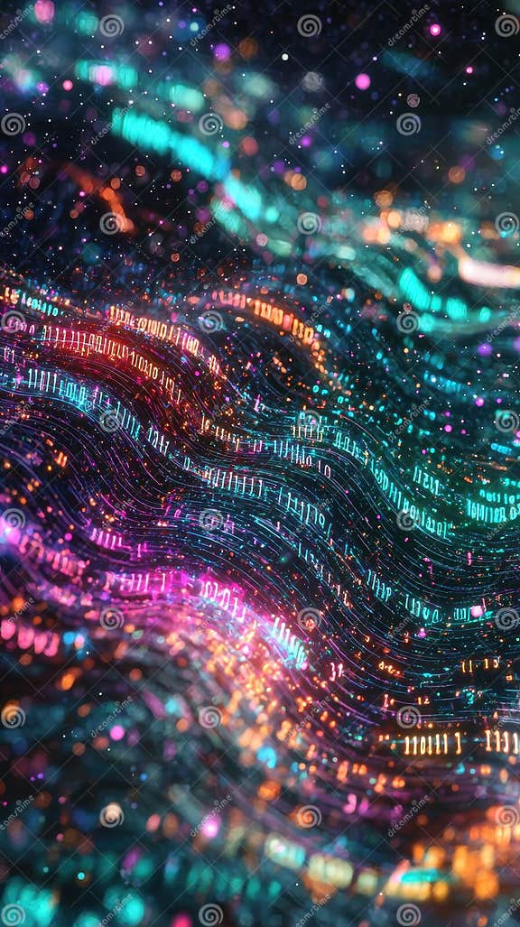 Colorful Digital Wave of Binary Patterns Stock Image - Image of modern ...