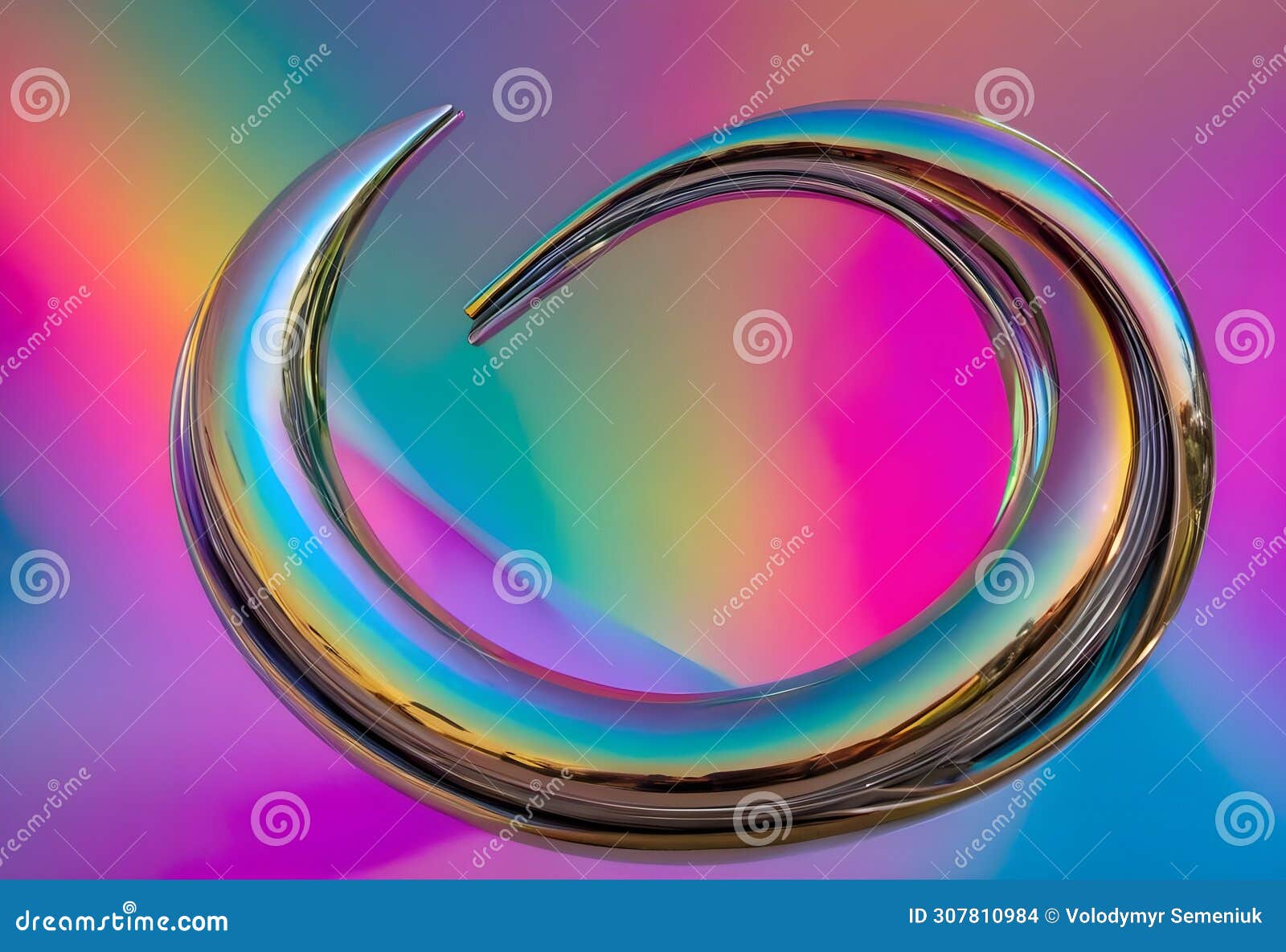 Colorful Dimensions Fluid Chrome Effect on Mobius Loop Strip 3D Shapes ...