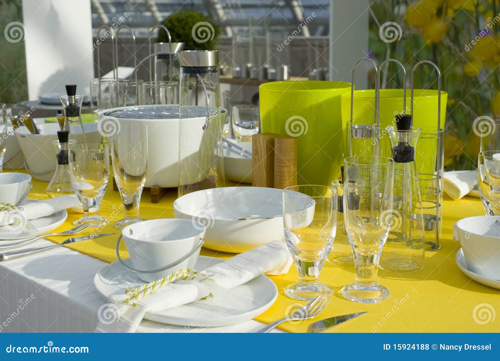 Colorful Dining Table Setting Stock Photo - Image of glass, candle ...