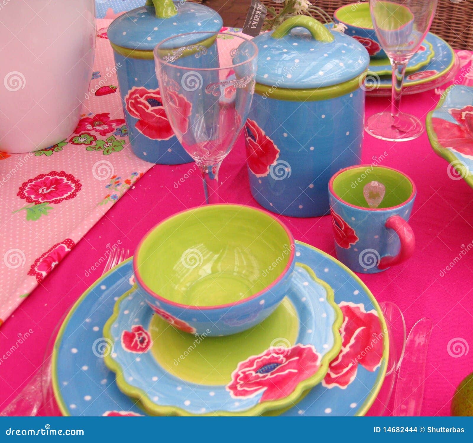Colorful dinner service stock photo. Image of color, column - 14682444
