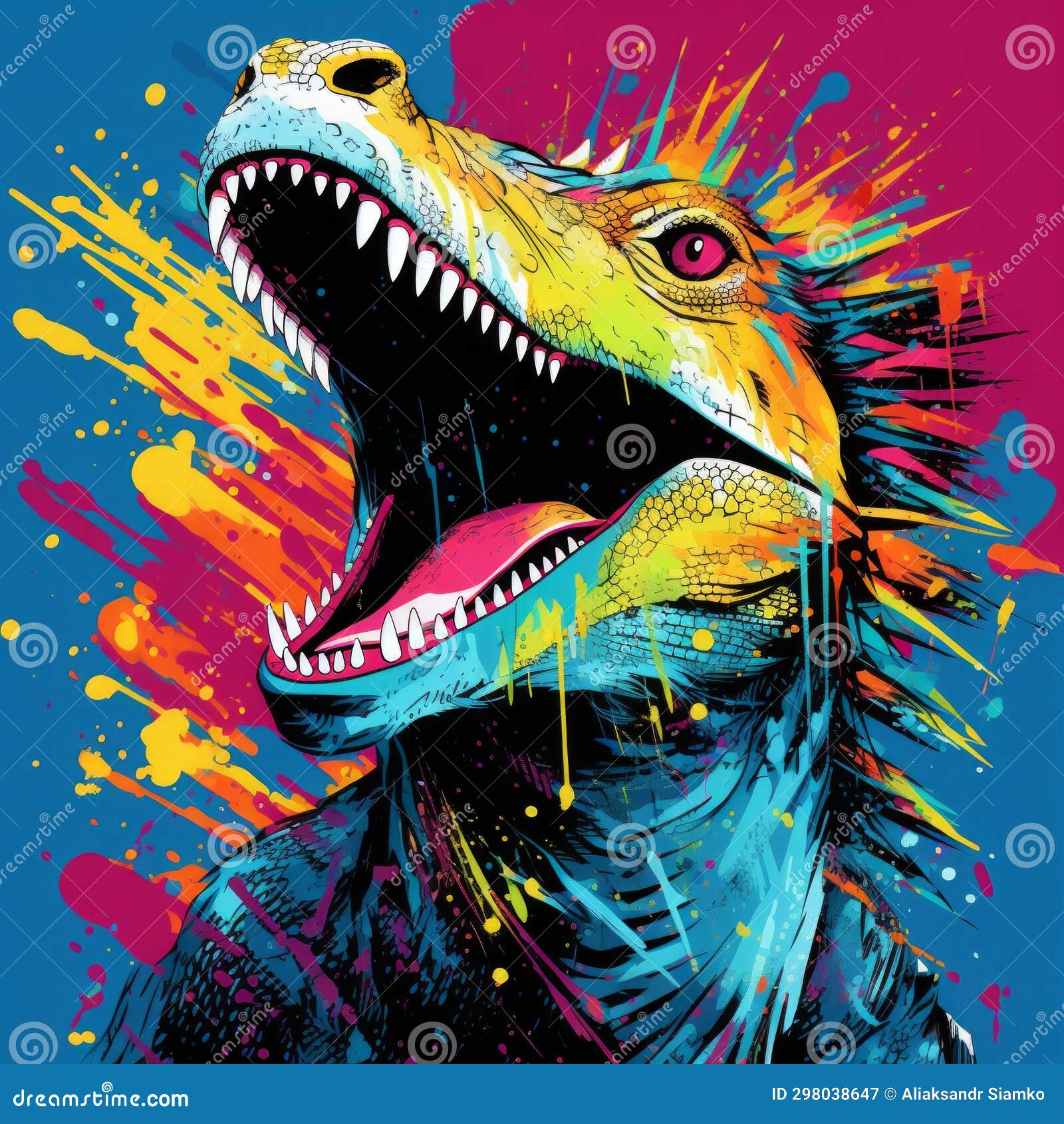 Colorful Dinosaur With Large Spikes - Meticulously Detailed Pinkcore ...