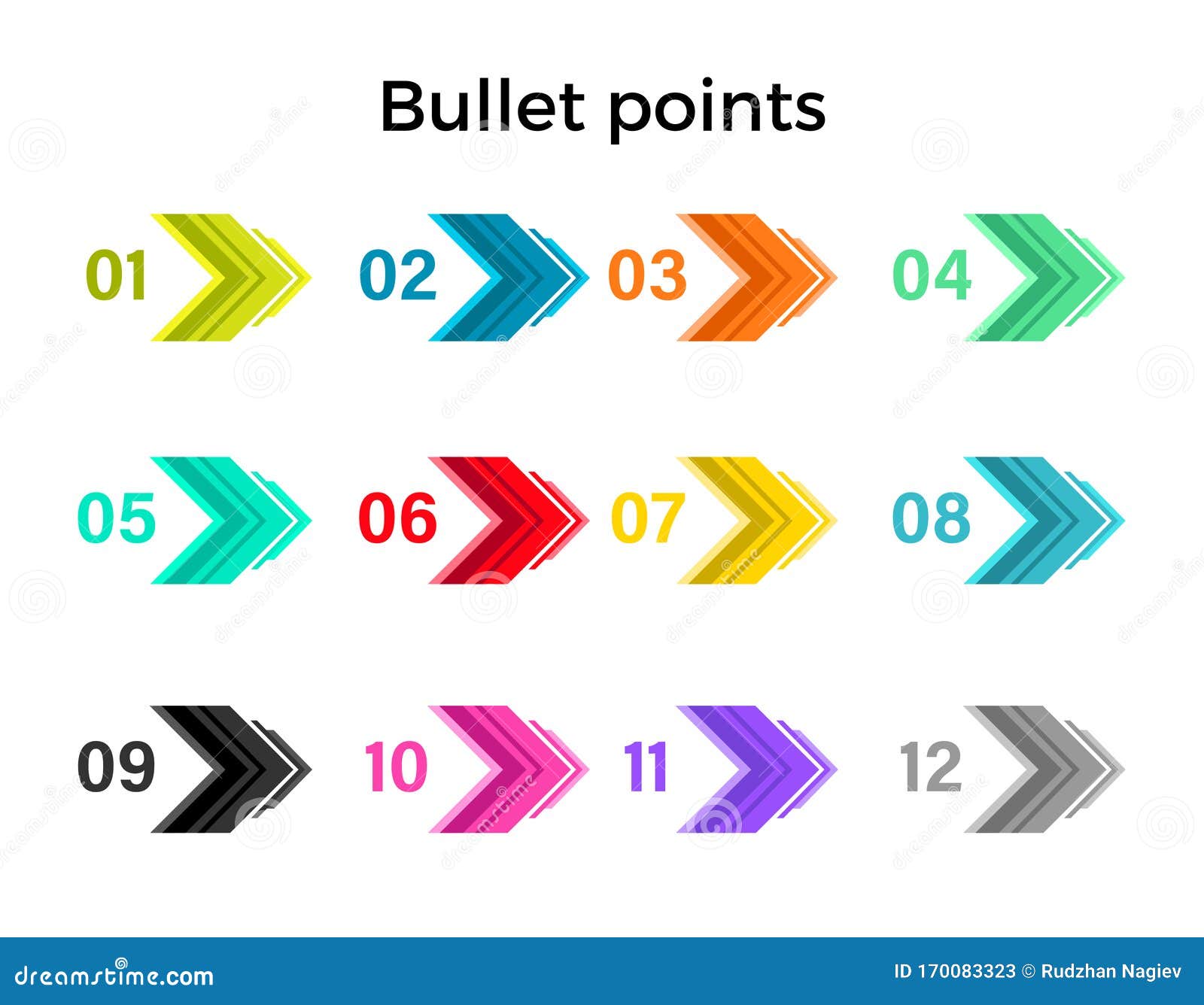 Colorful Bullet Points Arrows Stock Vector - Illustration of arrow ... Colorful Bullet Points Arrows Stock Vector - Illustration of arrow ...