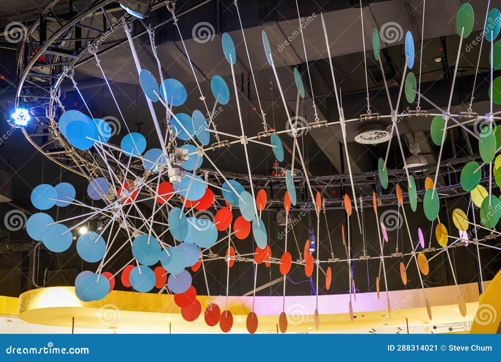Colorful Disc Sculpture Hanging Indoors Stock Image - Image of ...