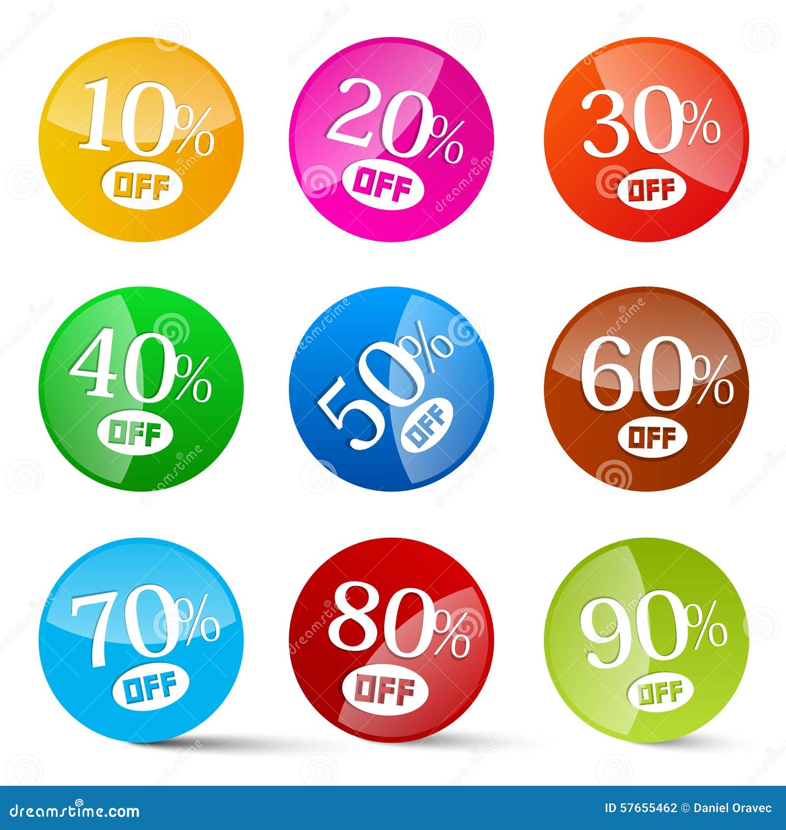 Colorful Discount Vector Circles Set Stock Illustration - Illustration ...