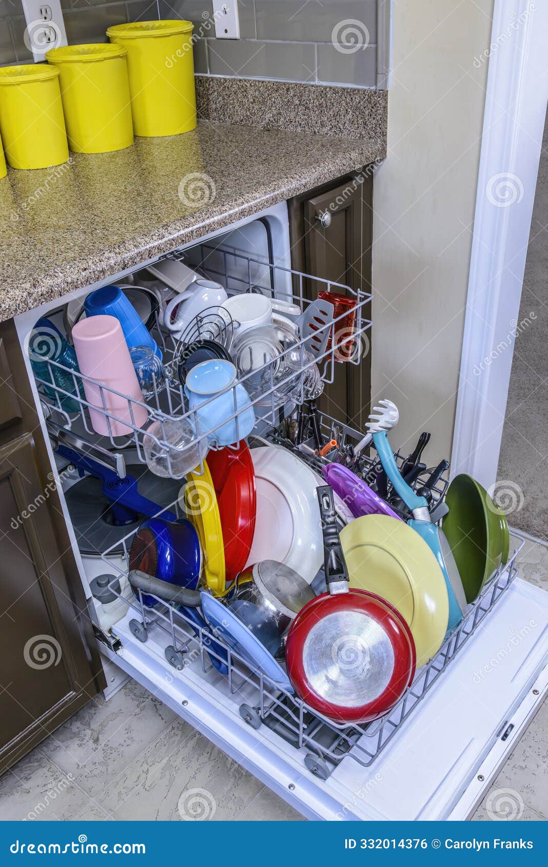 Colorful Dishes in Dishwasher Stock Photo - Image of modern, clean ...