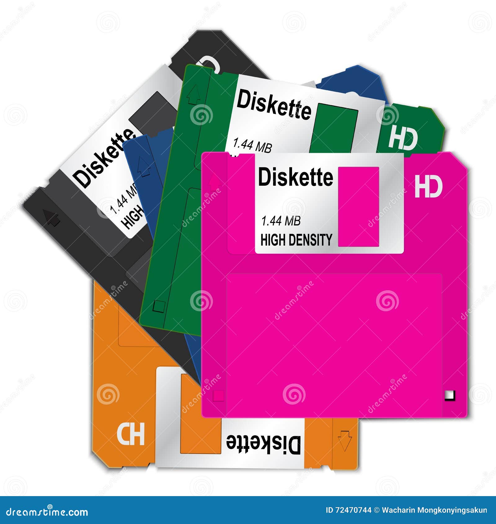 5 Colorful diskette stock vector. Illustration of pink - 72470744