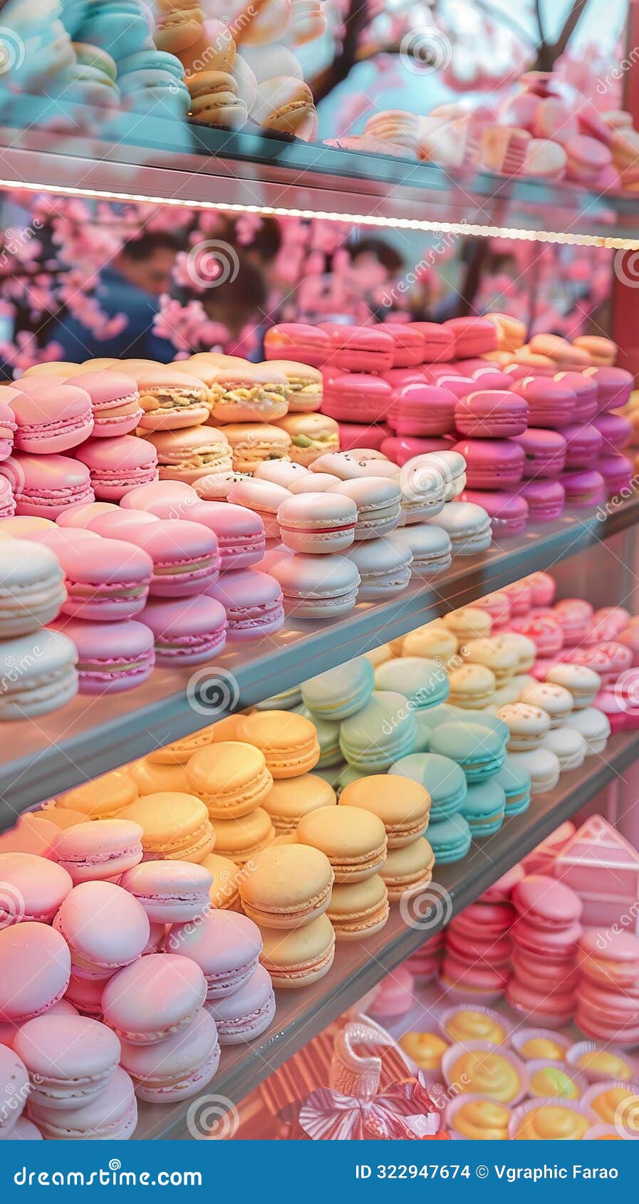 Colorful Display of Assorted Macarons in Bakery Stock Photo - Image of ...
