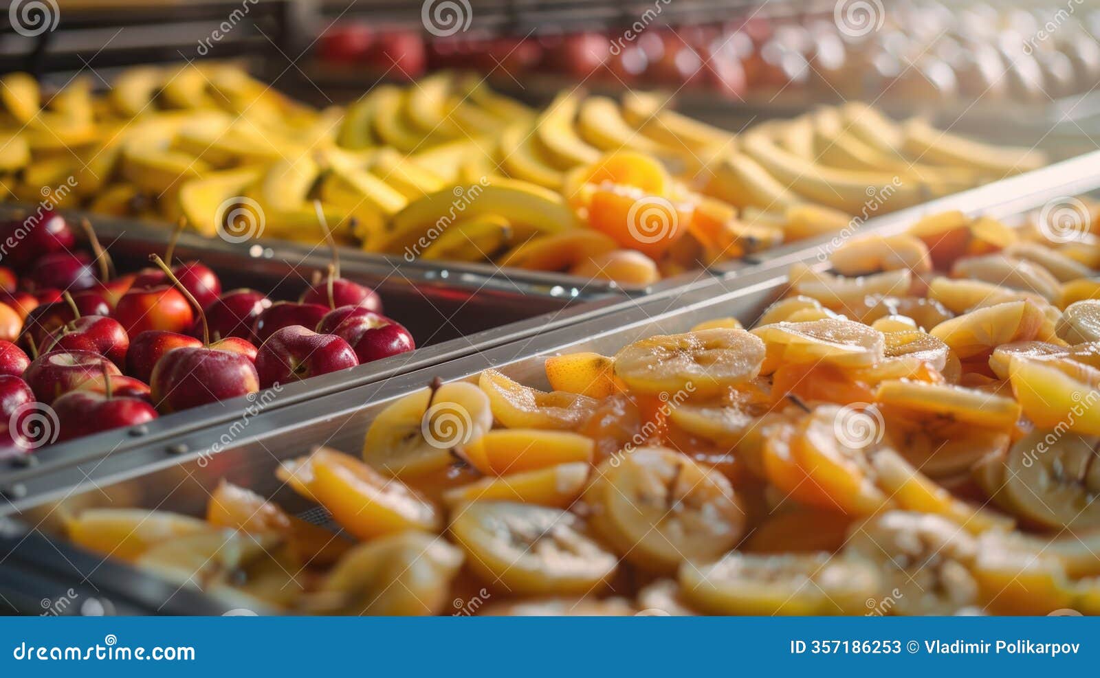 A Colorful Display Case Filled with Various Fruits Stock Image - Image ...