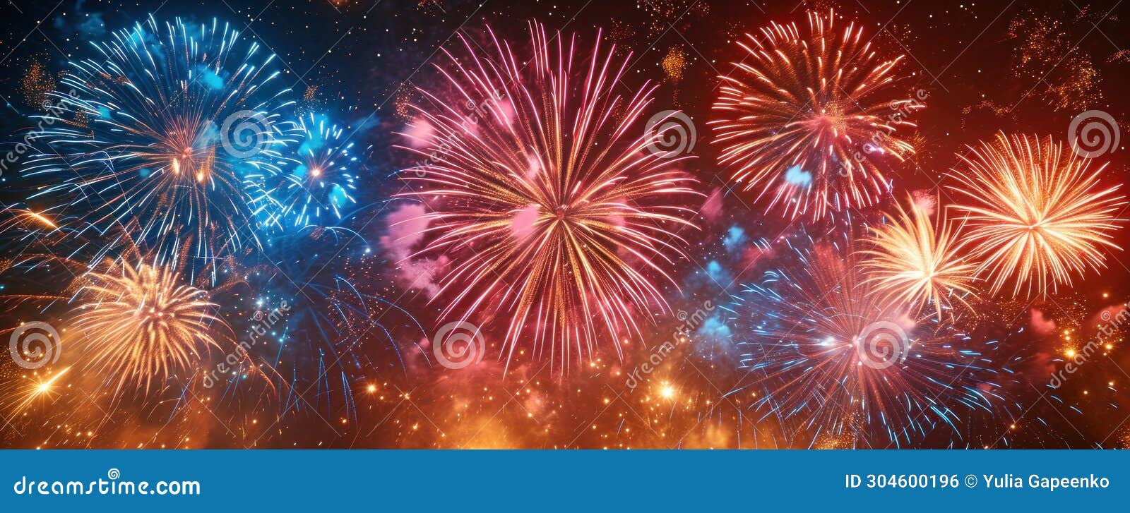 A Colorful Display of Fireworks on a Night Sky Stock Photo - Image of ...