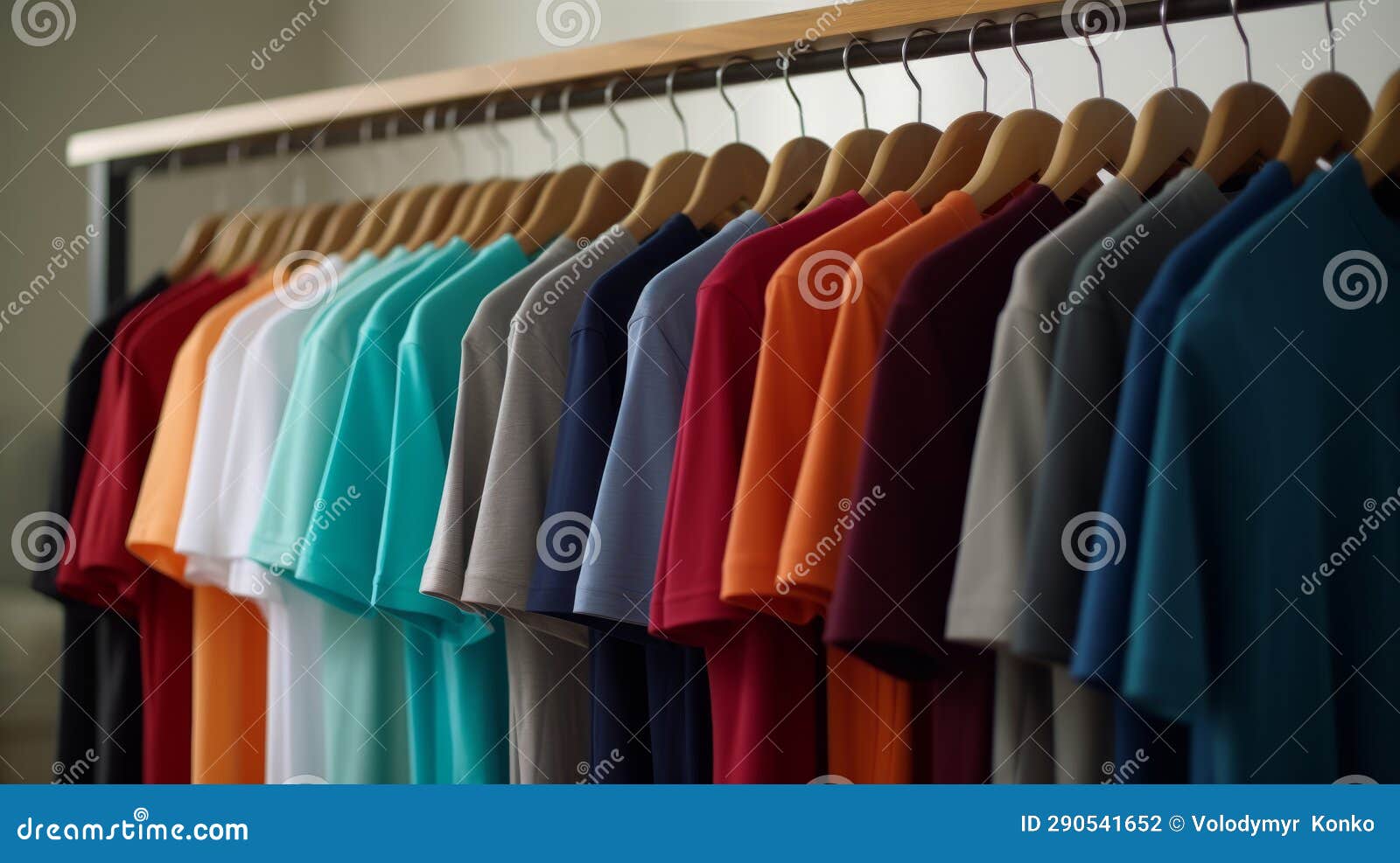 A Colorful Display of Shirts Hanging on a Wall Rack Stock Photo - Image ...