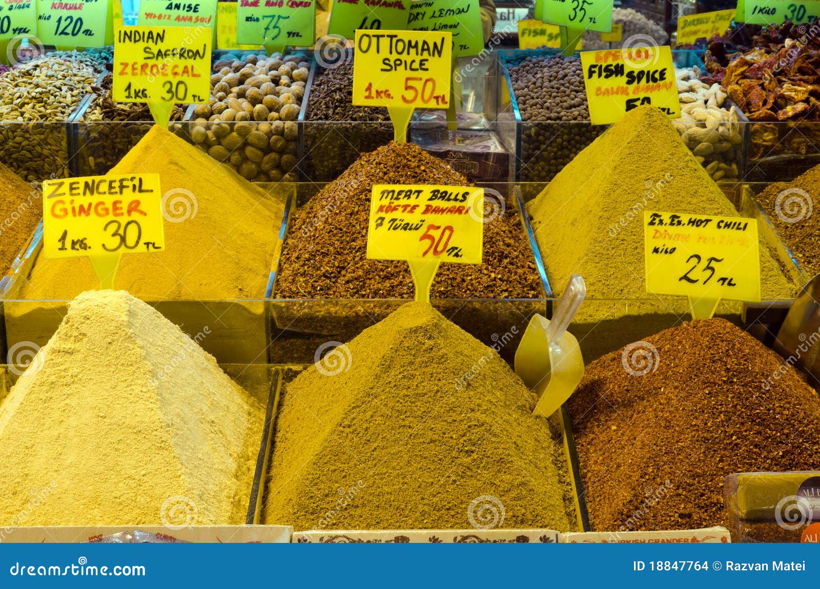 Colorful Display of Spices in Spice Bazaar Stock Photo - Image of ...