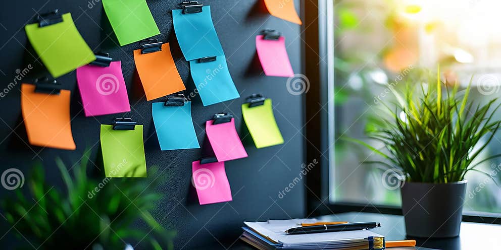 A Colorful Display of Sticky Notes on a Wall, Symbolizing Creativity ...