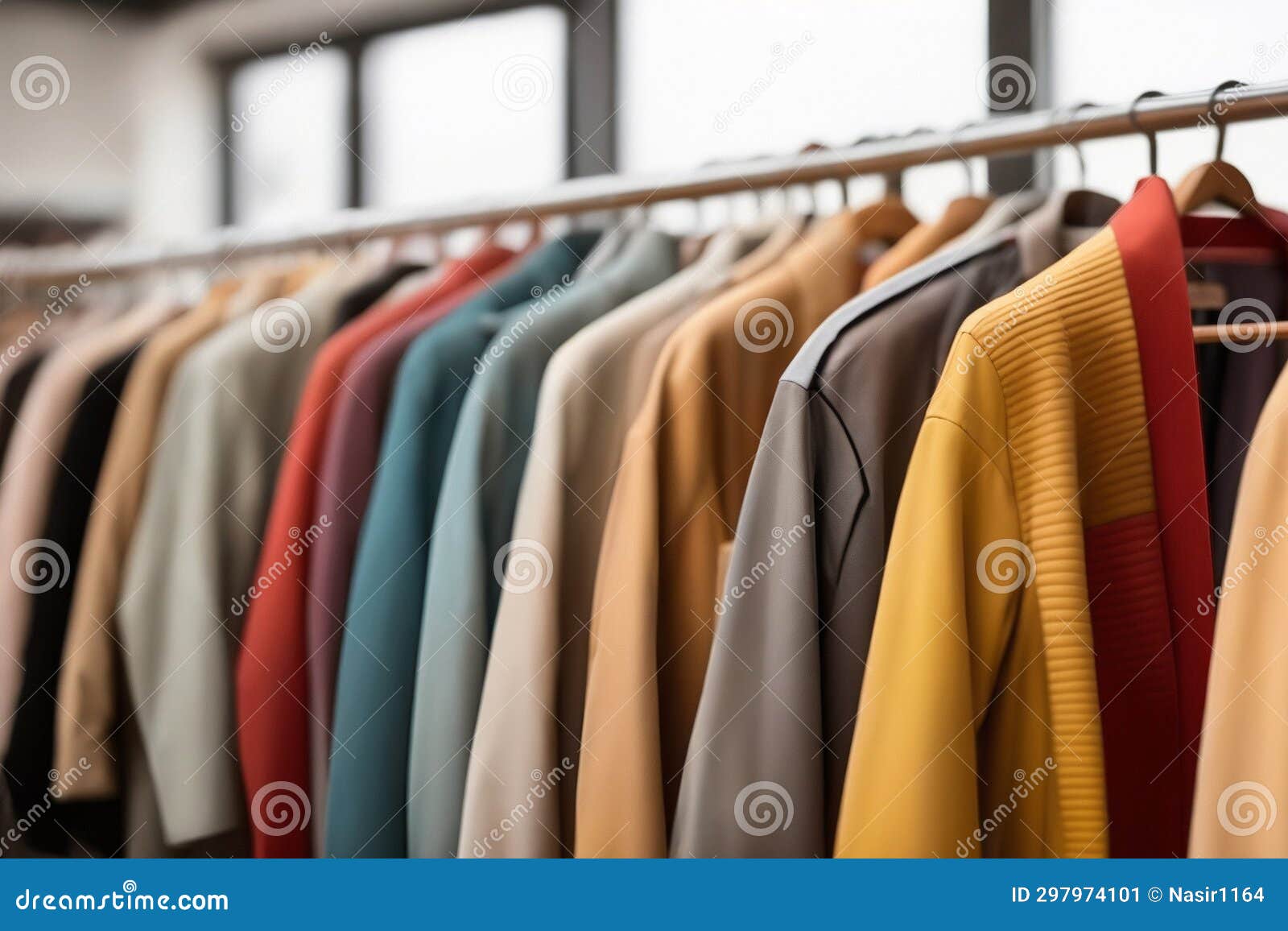 Colorful Divers Designer Clothes Jackets on Display in Store, Creating ...